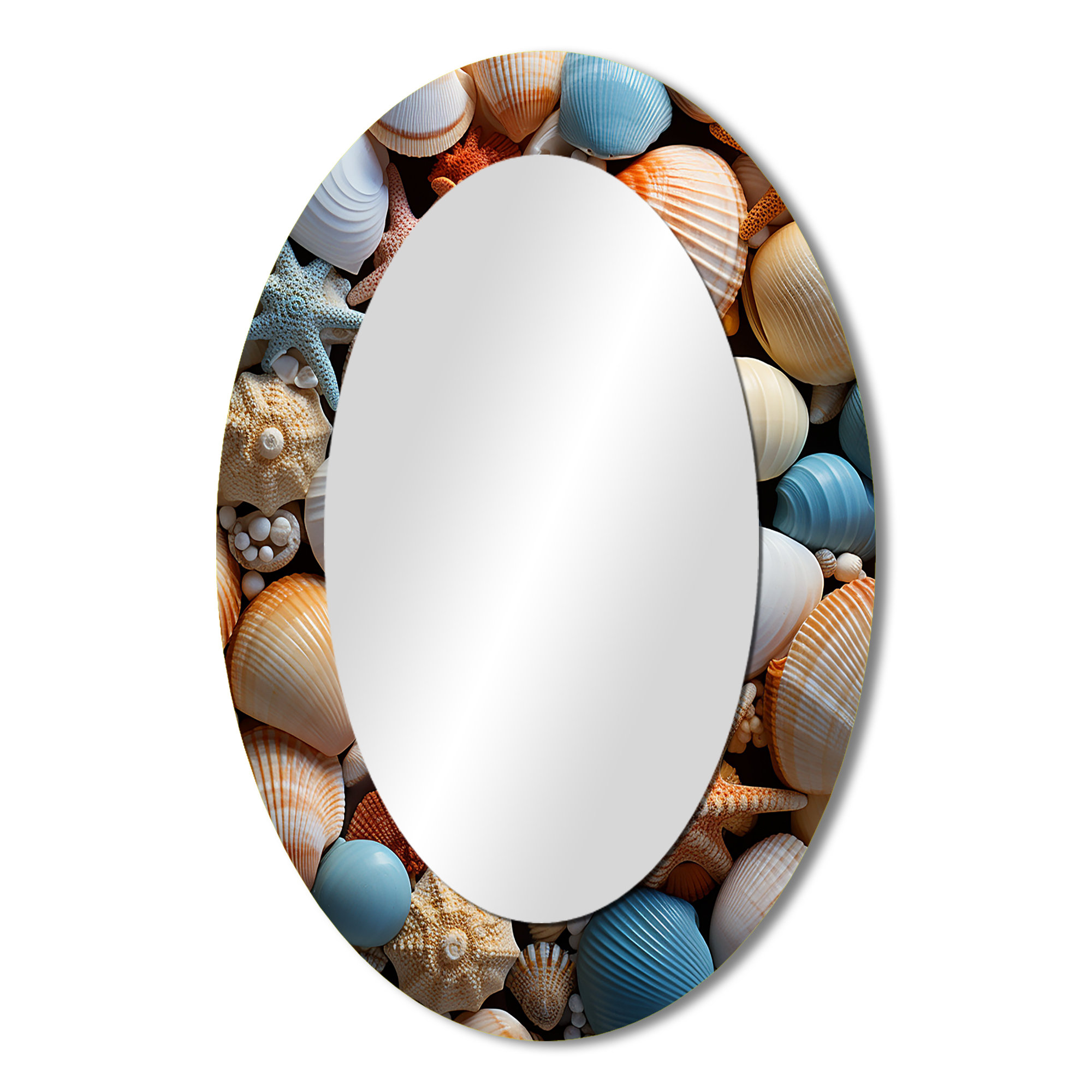 Dovecove Beach Photo Seashell Symphony VII - Coastal Oval Wall Mirror ...