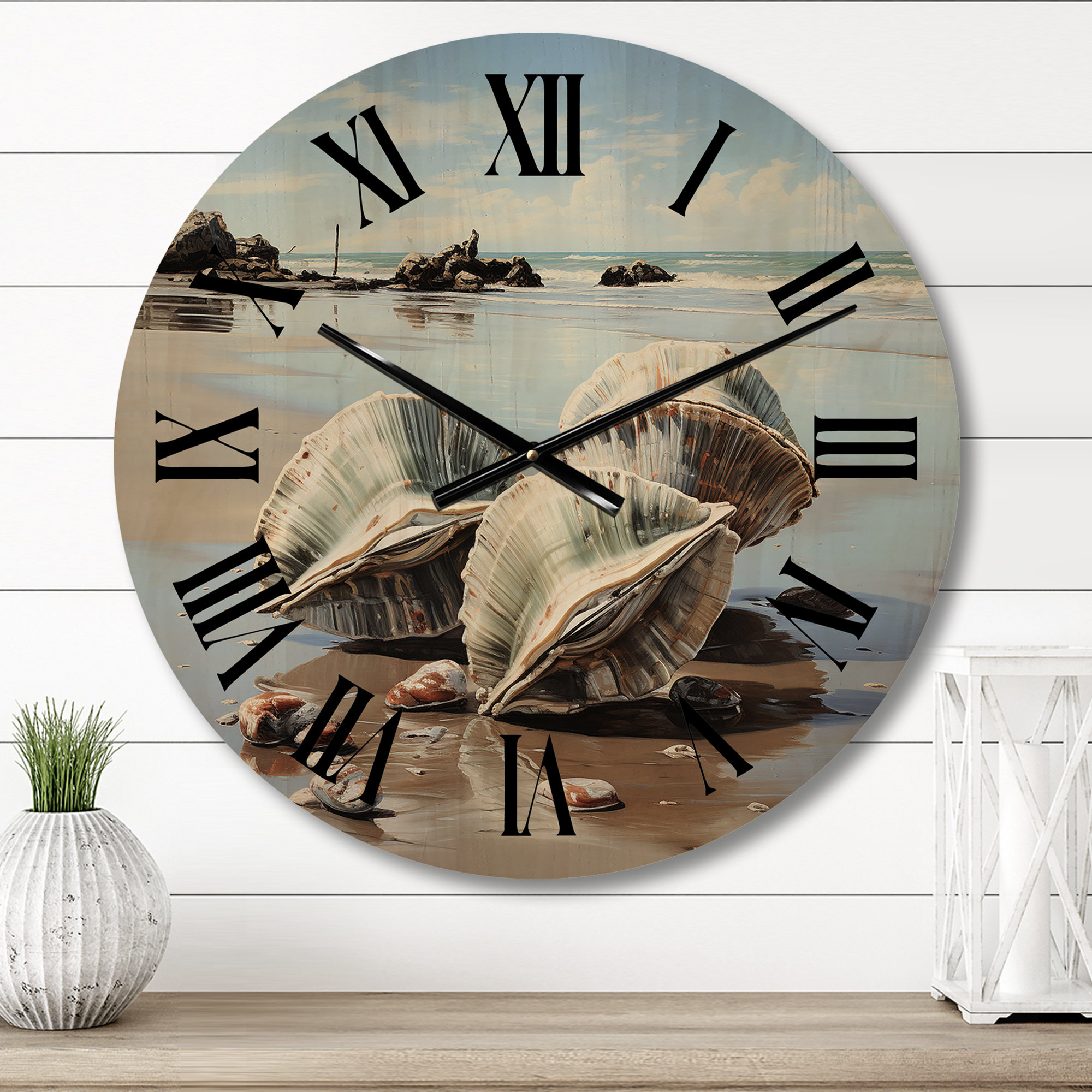 East Urban Home Beige Clam Silent Sentinels - Animals Oversized Wood ...