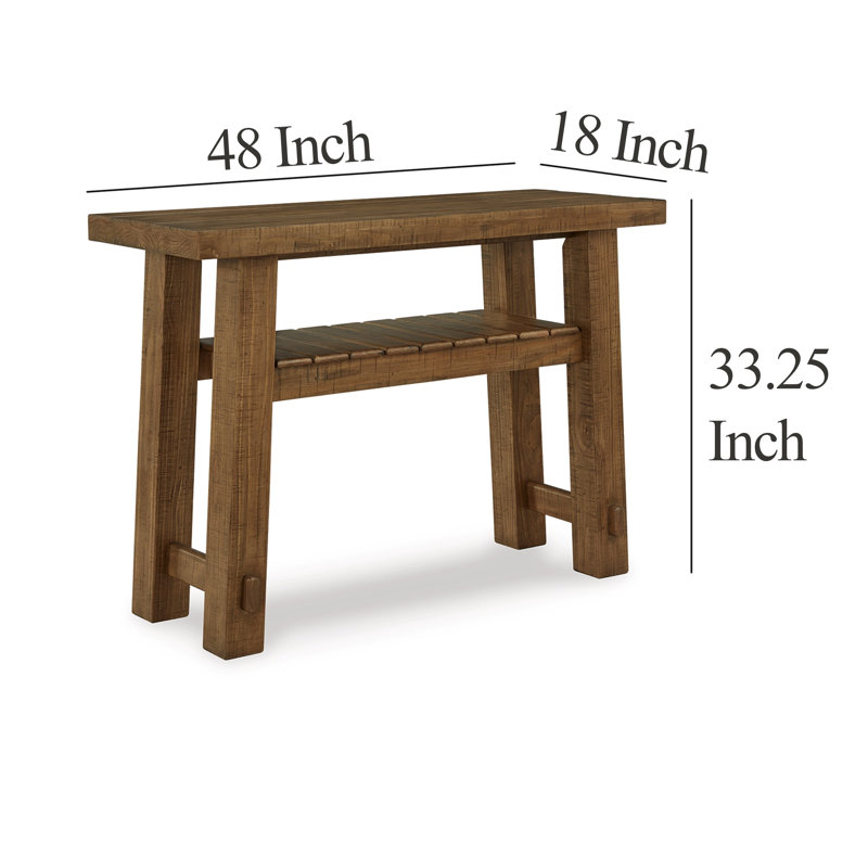 Benjara Ack Sofa Console Table, Slatted Shelf, Block Legs, 48 Inch ...