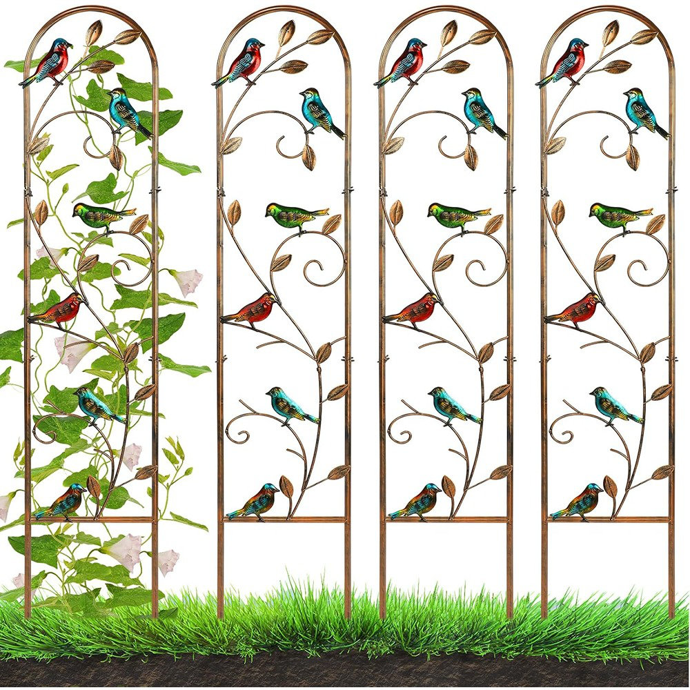 Lark Manor 4 Pack Hummingbird Metal Garden Trellis For Climbing Plant ...