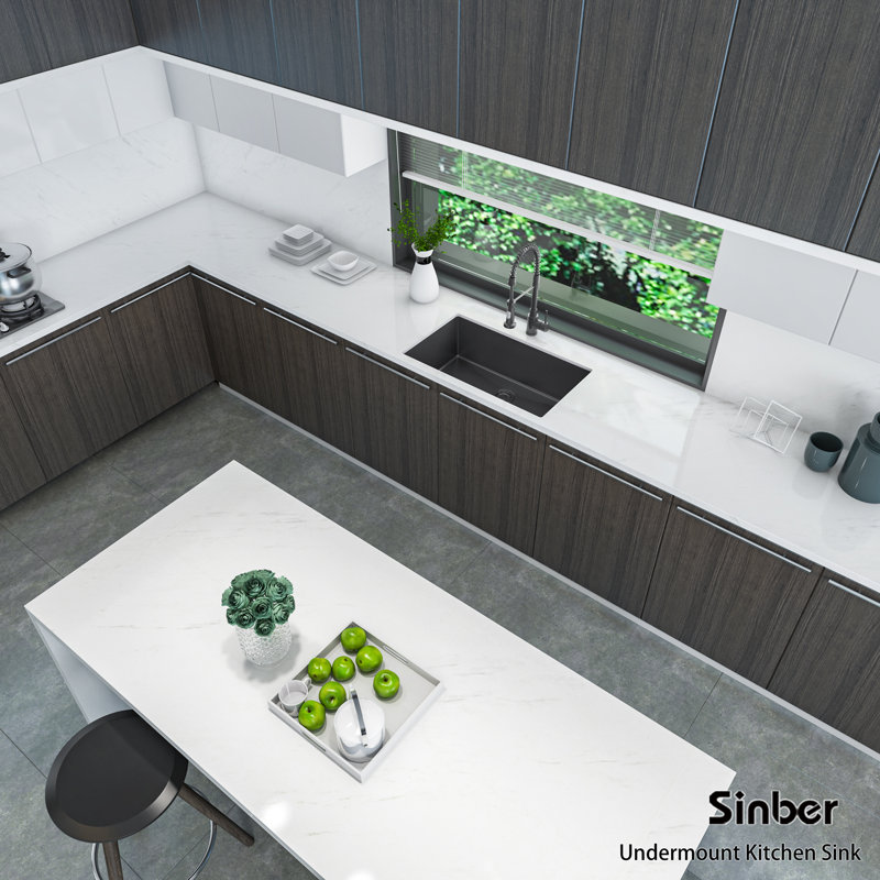 Sinber 32" x 19" Undermount Single Bowl Kitchen Sink with 18 Gauge 304 ...