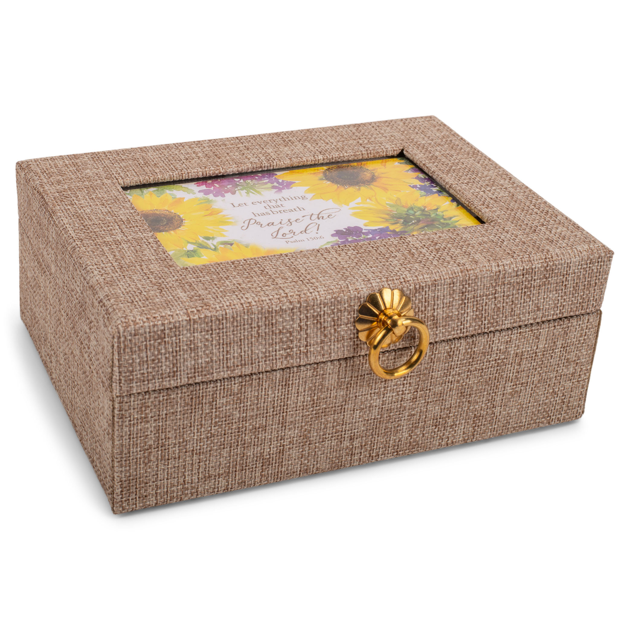 Gracie Oaks Linen Music Box Praise The Lord Beige | Wayfair
