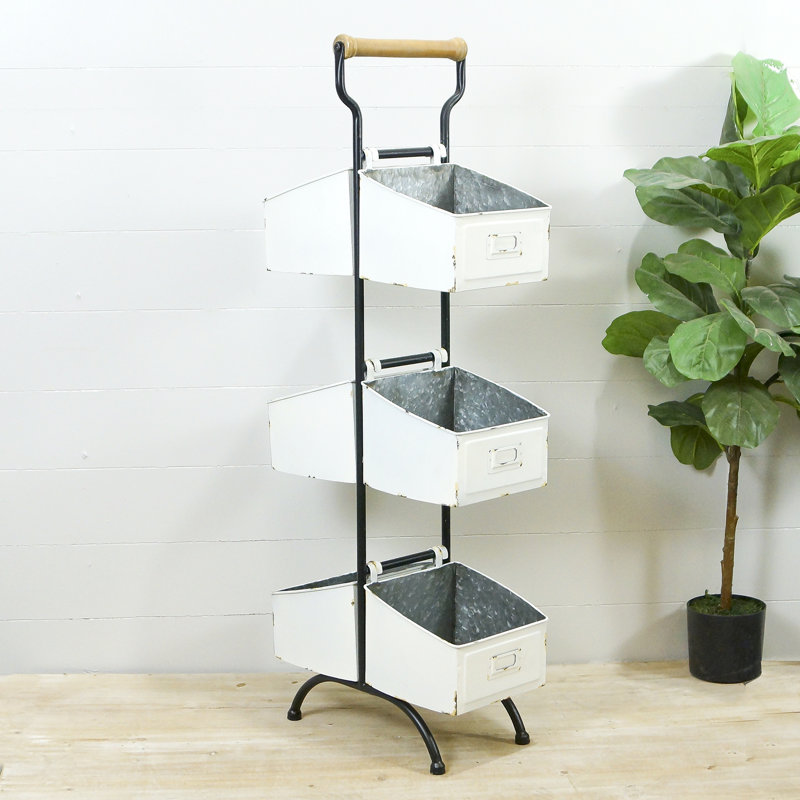 August Grove® VIP Metal 38 in. White Three Tiered Market Bin | Wayfair