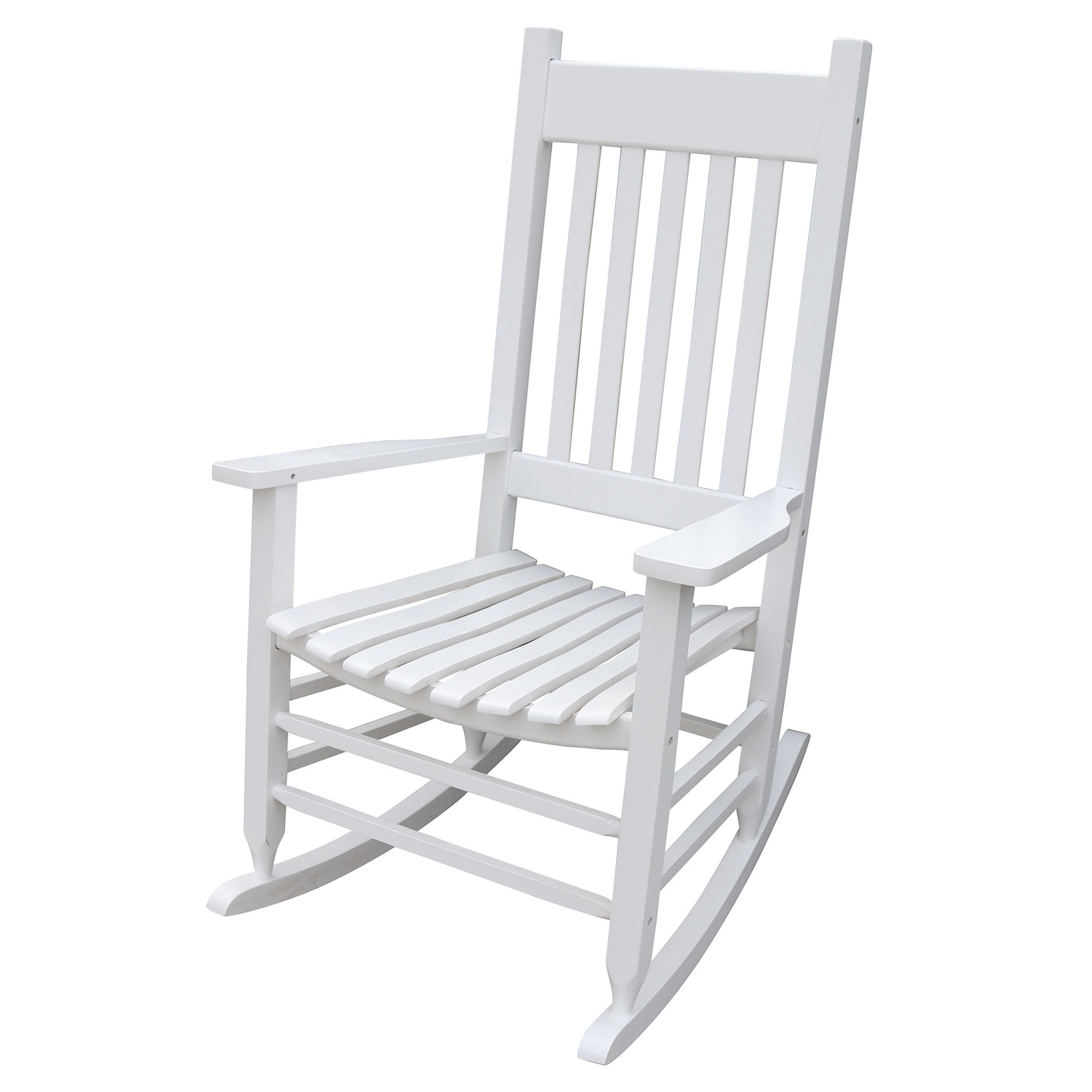 Rosalind Wheeler Solid Hardwood Porch Rocker Chair In White - With Wide ...