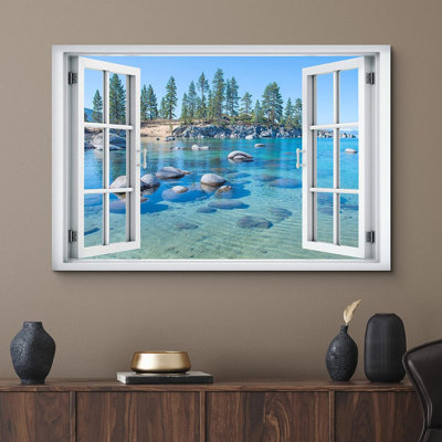 IDEA4WALL Window Scenery Window View Vibrant Neon Mountain Forest Rock ...