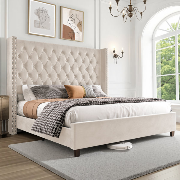 Upholstered Wingback Beds You'll Love | Wayfair