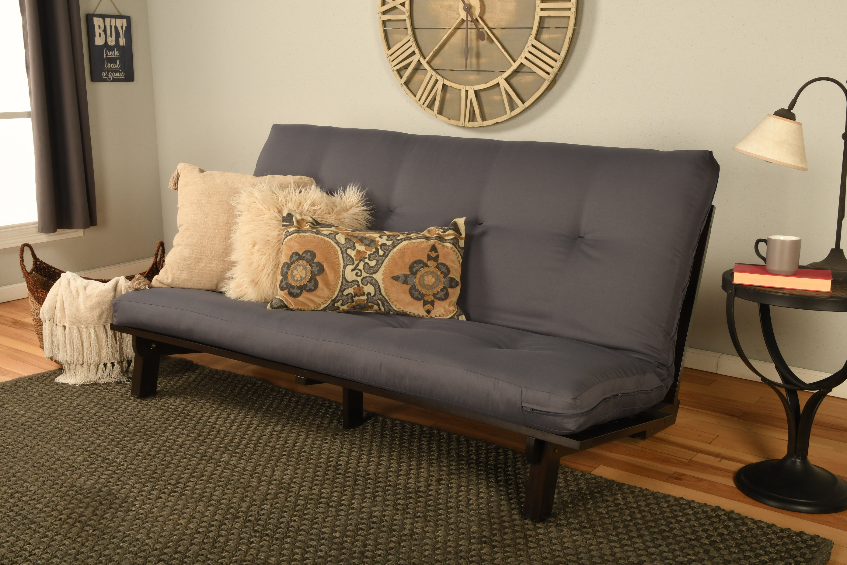 The Twillery Co.® Higden Full 75" Wide Tufted Back Futon and Mattress ...