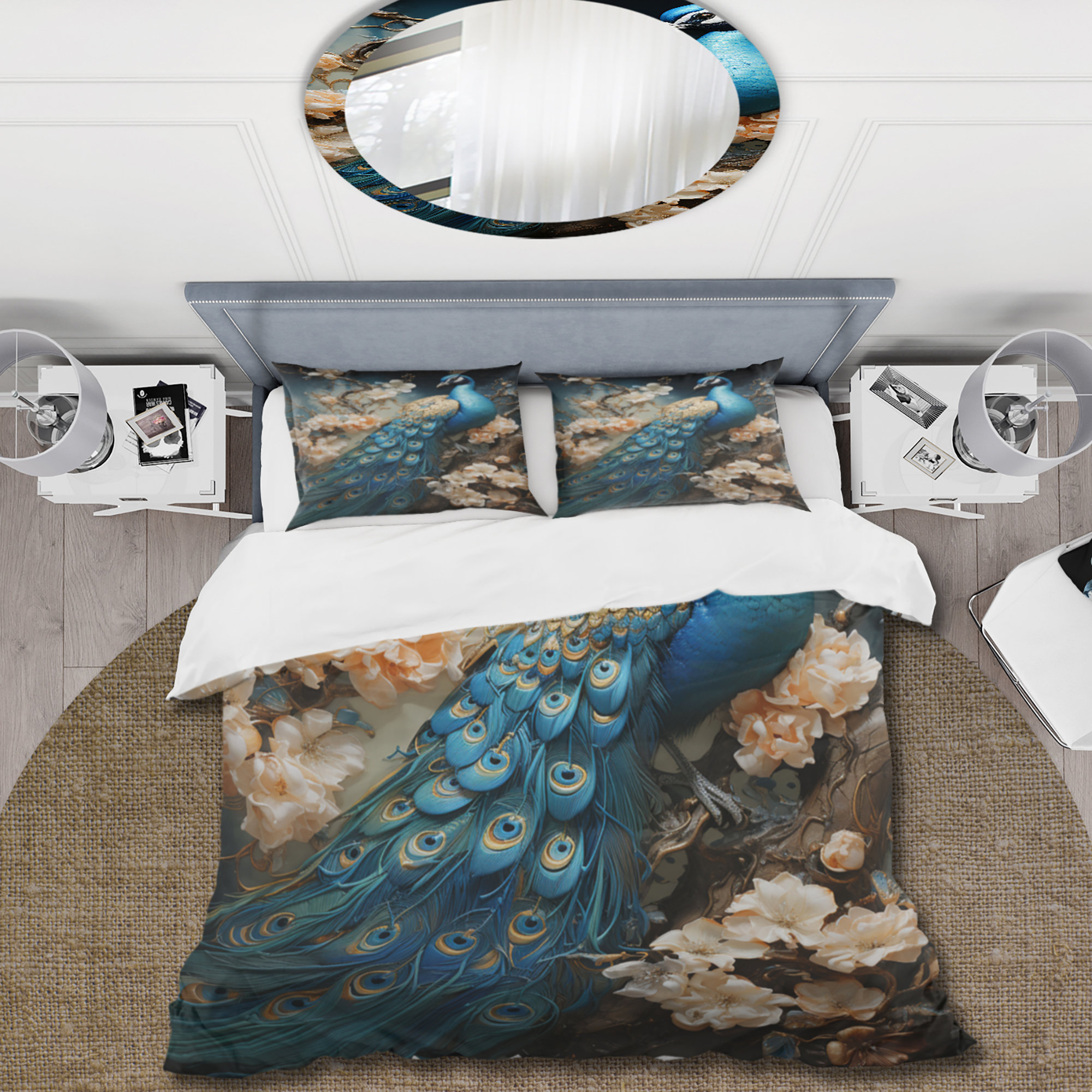 Design Art Peacock Encaustic Portrait I - Peacock Duvet Cover Set ...