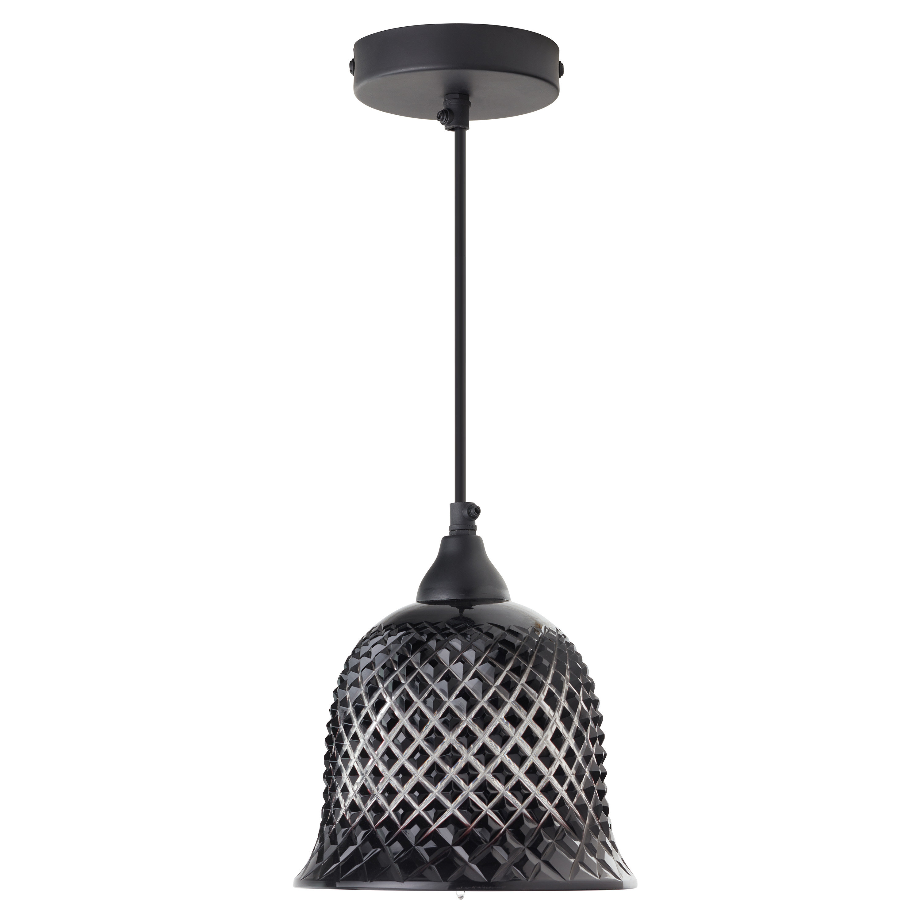 Winston Porter 7"W Hamza Black Handblown Glass Bell Shade Pendant ...