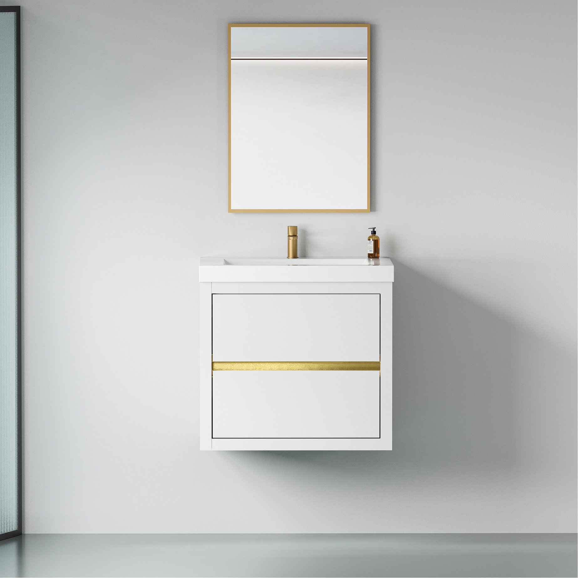 Ebern Designs 24" Bathroom Vanity With Sink, Glossy White . Pre ...