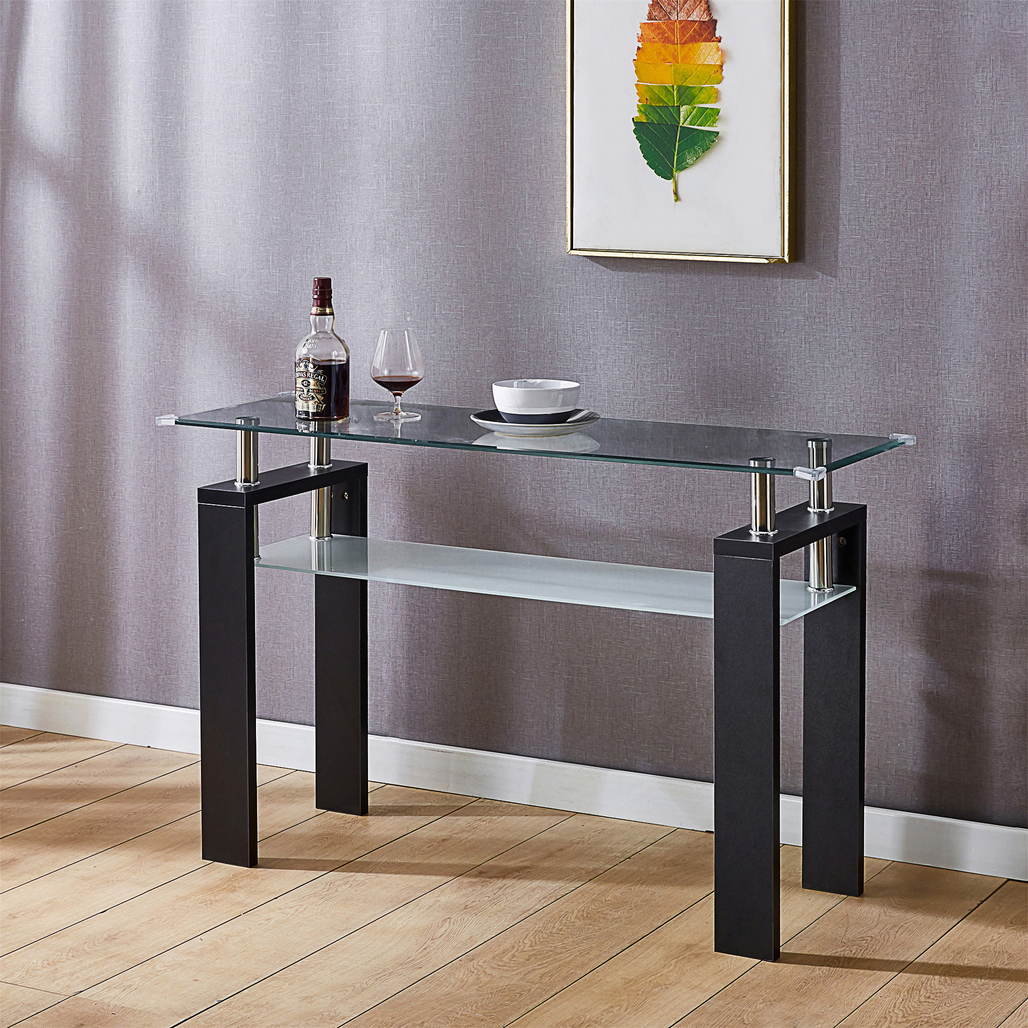 George Oliver Console Table, Tempered Glass Top, Modern Foyer Area ...