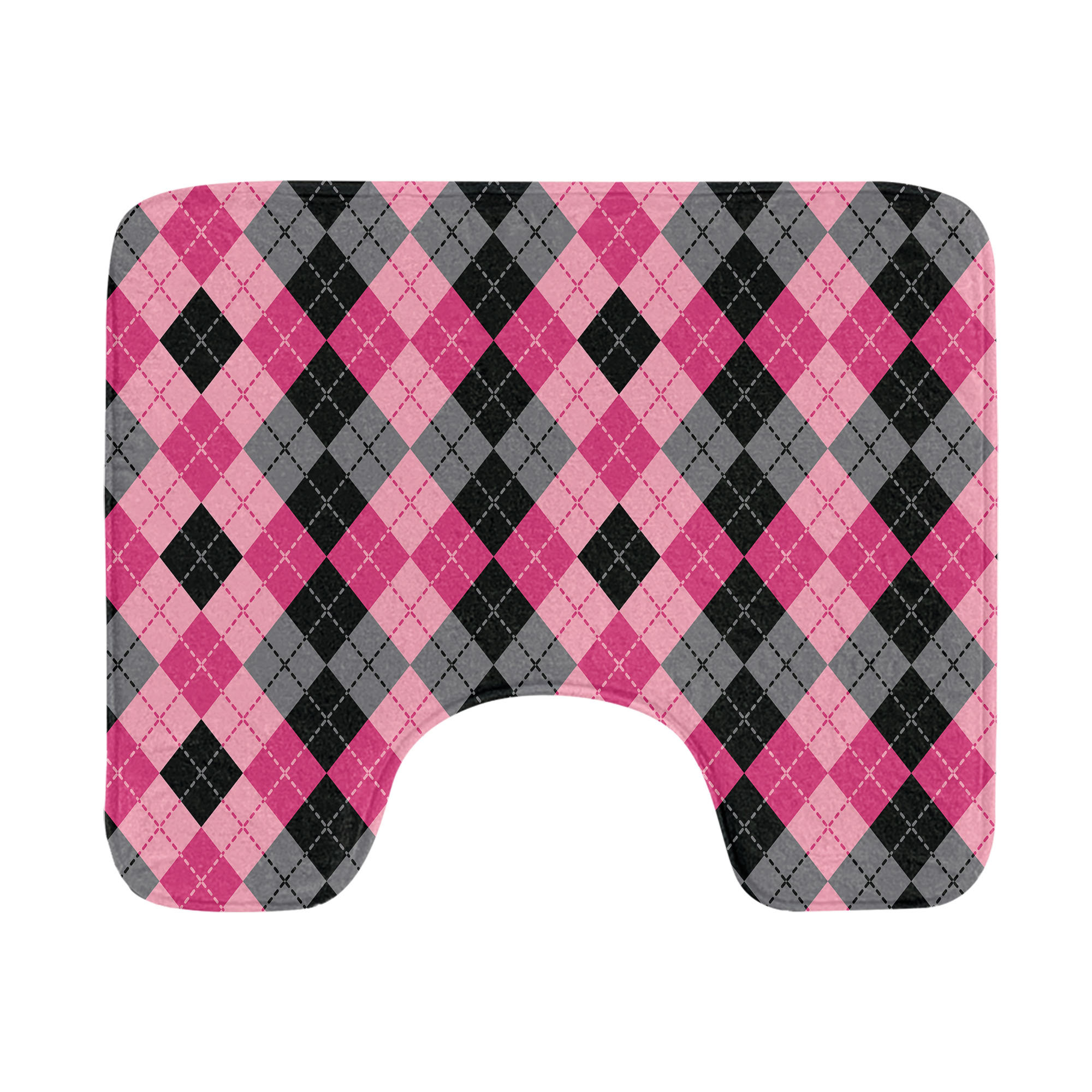 East Urban Home Pink Grey Toilet Mat U-Shape Bathroom Rug 20" Pale Pink ...