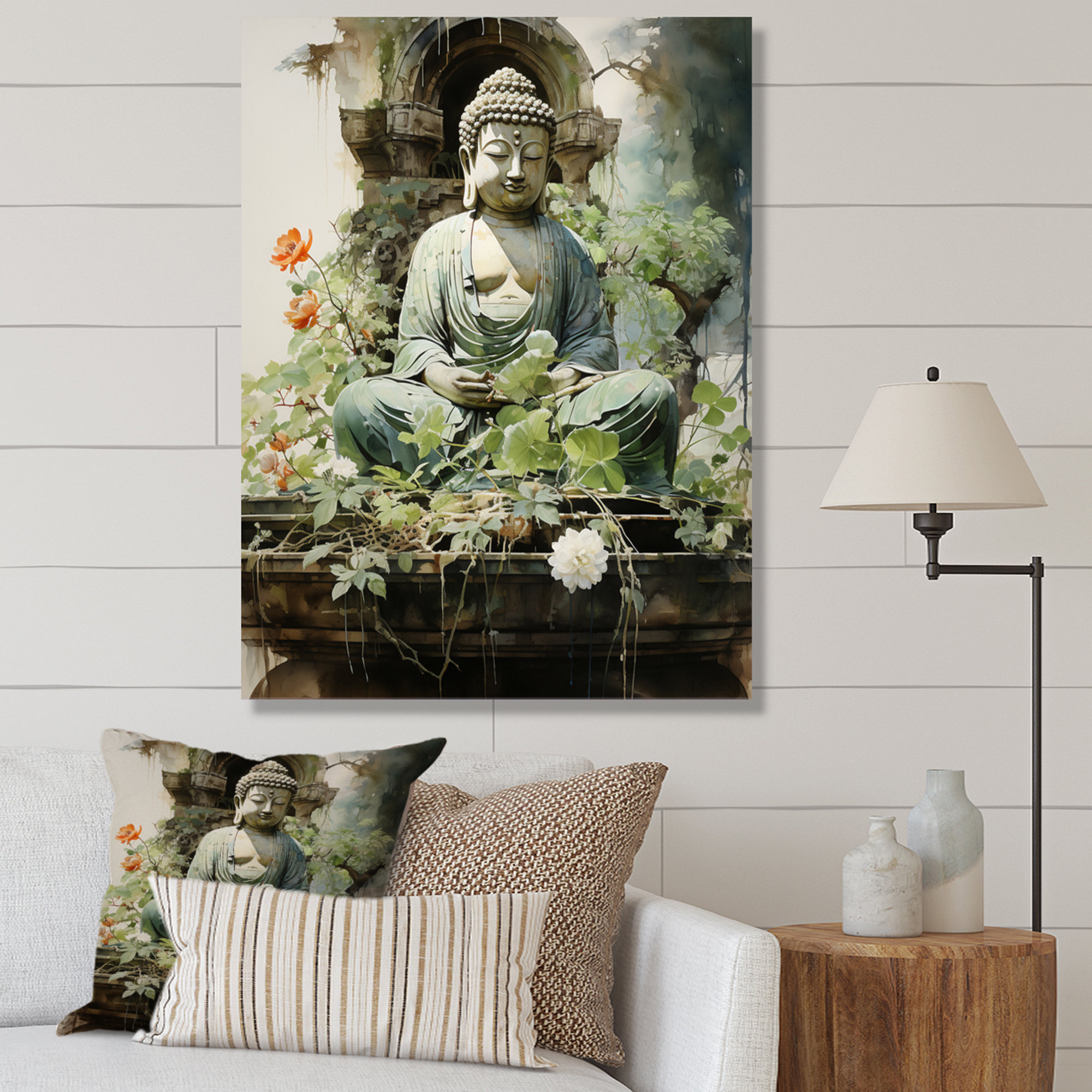 Dakota Fields Green Buddhist Art Buddhas Serene I - Buddhism Canvas ...