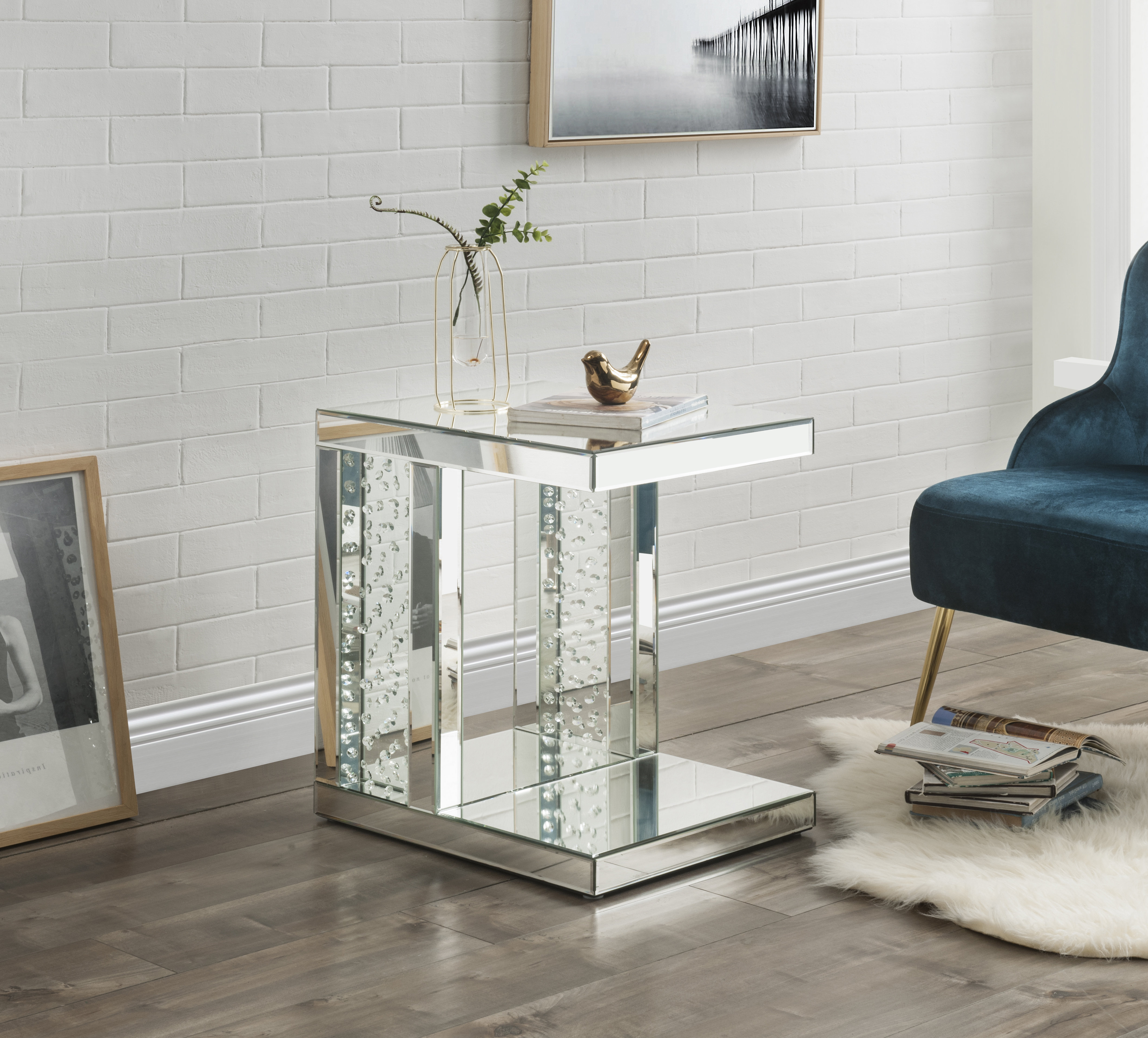 Mercer41 Annalease Mirrored Glass Top End Table | Wayfair