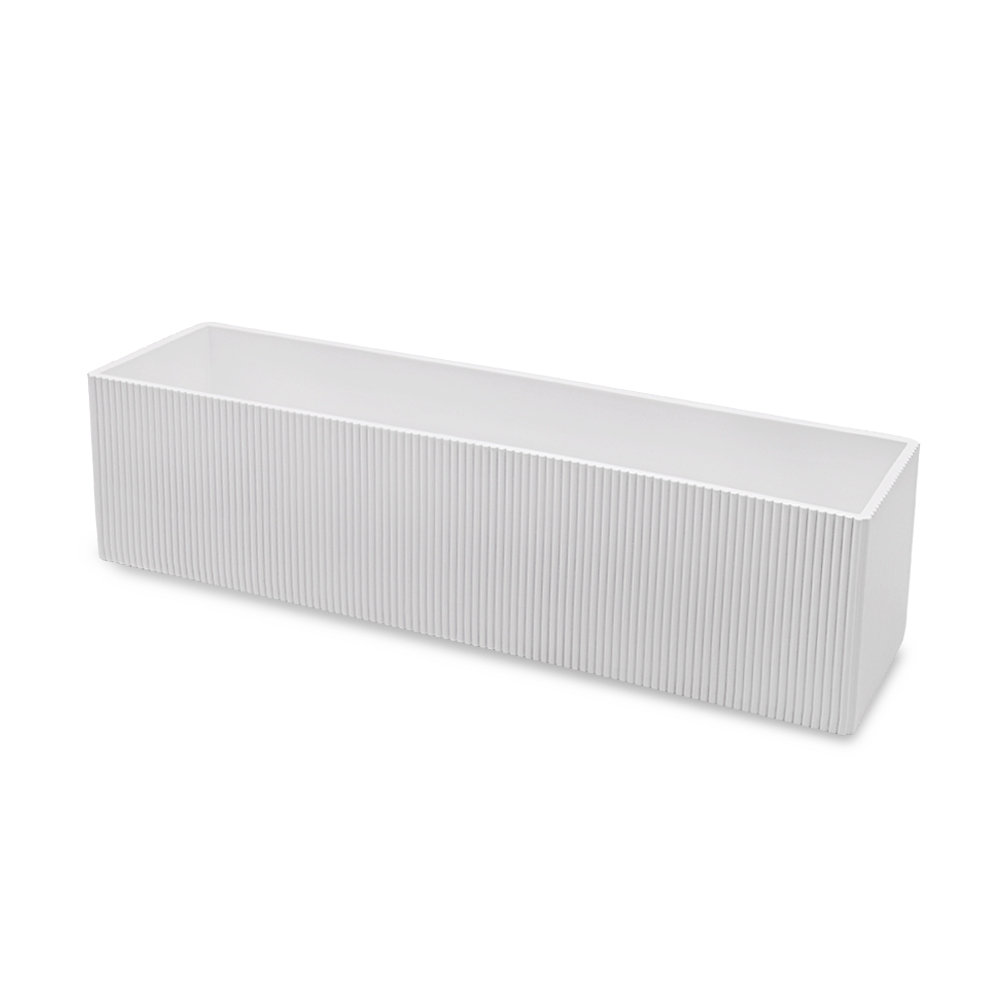 Ebern Designs 16"L X 4"H White Ribbed Rectangle Vases, Pack 2 ...