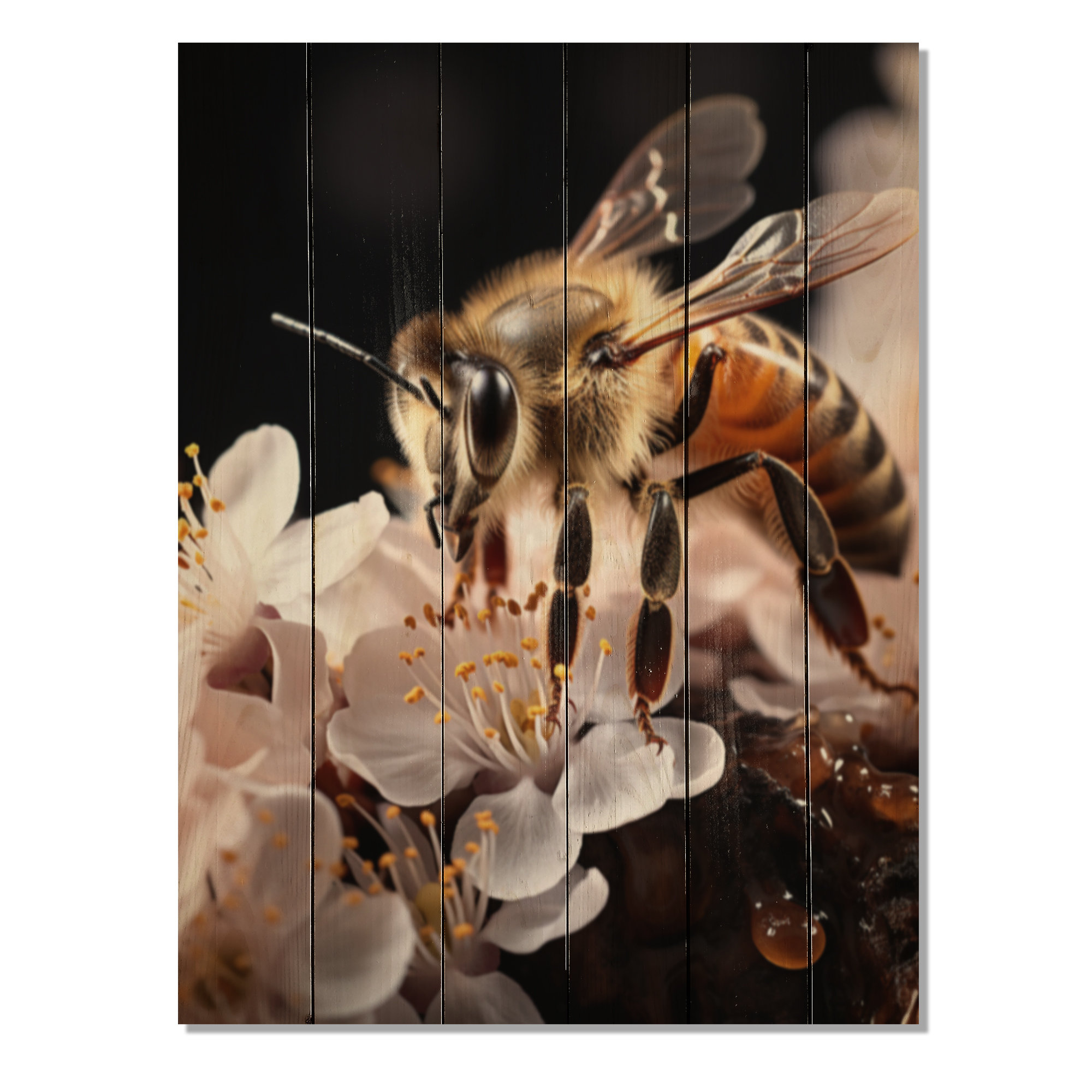 Latitude Run® Bee Portrait Vibrant - Animals Print On Natural Pine Wood ...