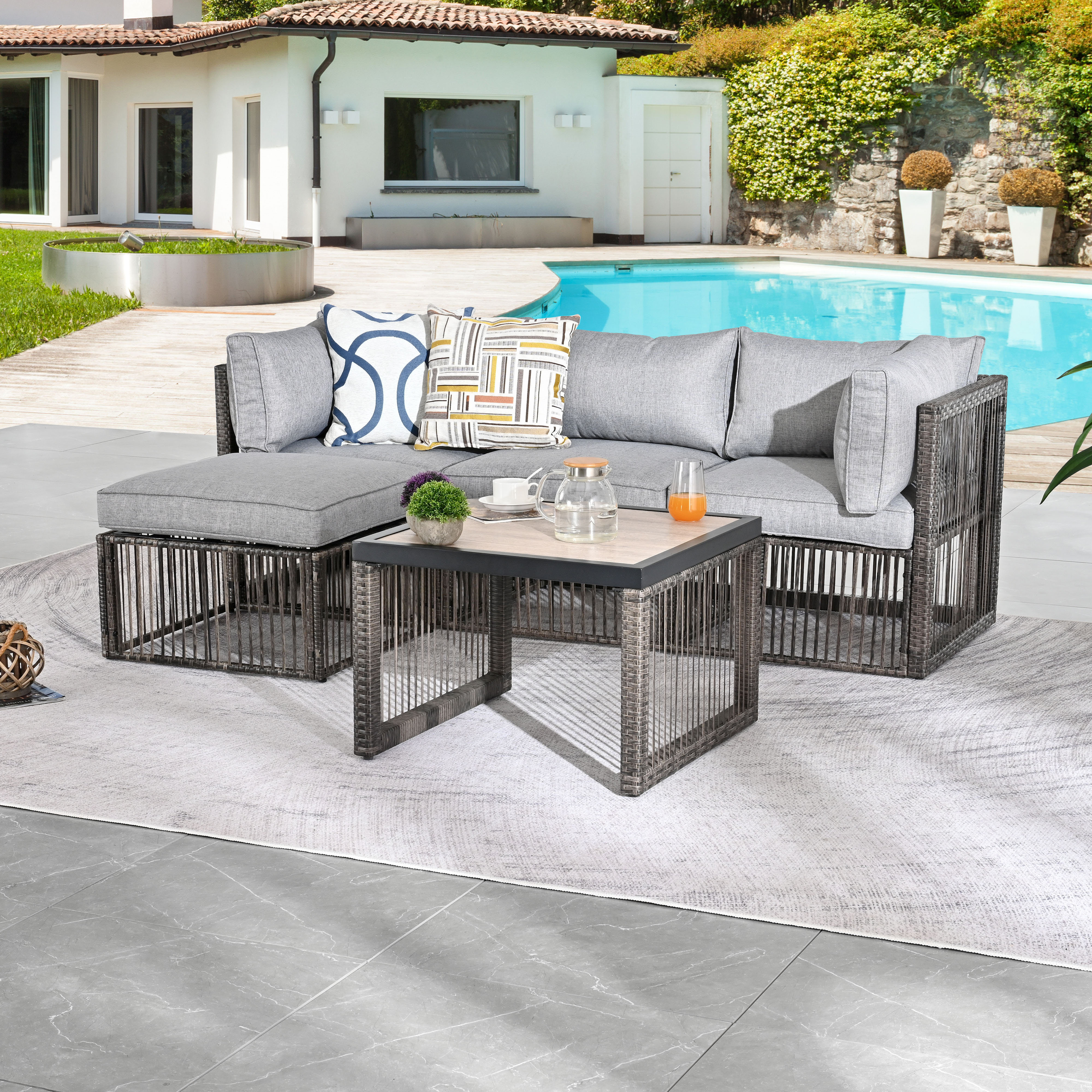 Festival Depot 5 Piece Sofa Seating Group with Cushions & Reviews | Wayfair