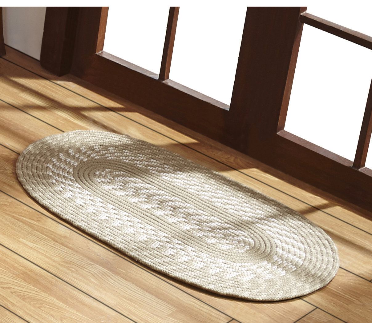 August Grove® Roselyn Geometric Braided Area Rug in Tan | Wayfair