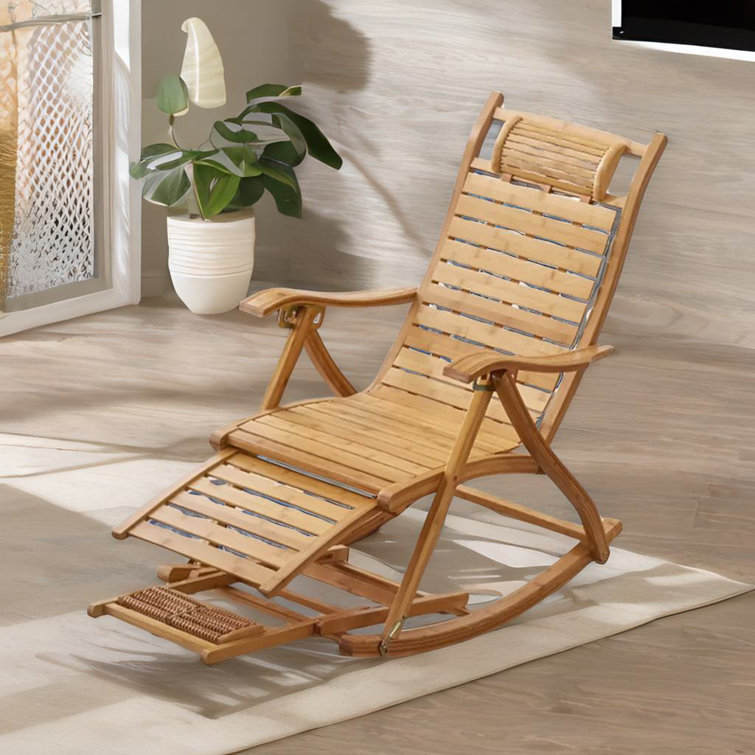 Latitude Run Avannah Bamboo Indoor Outdoor Foldable Rocking Chair ...