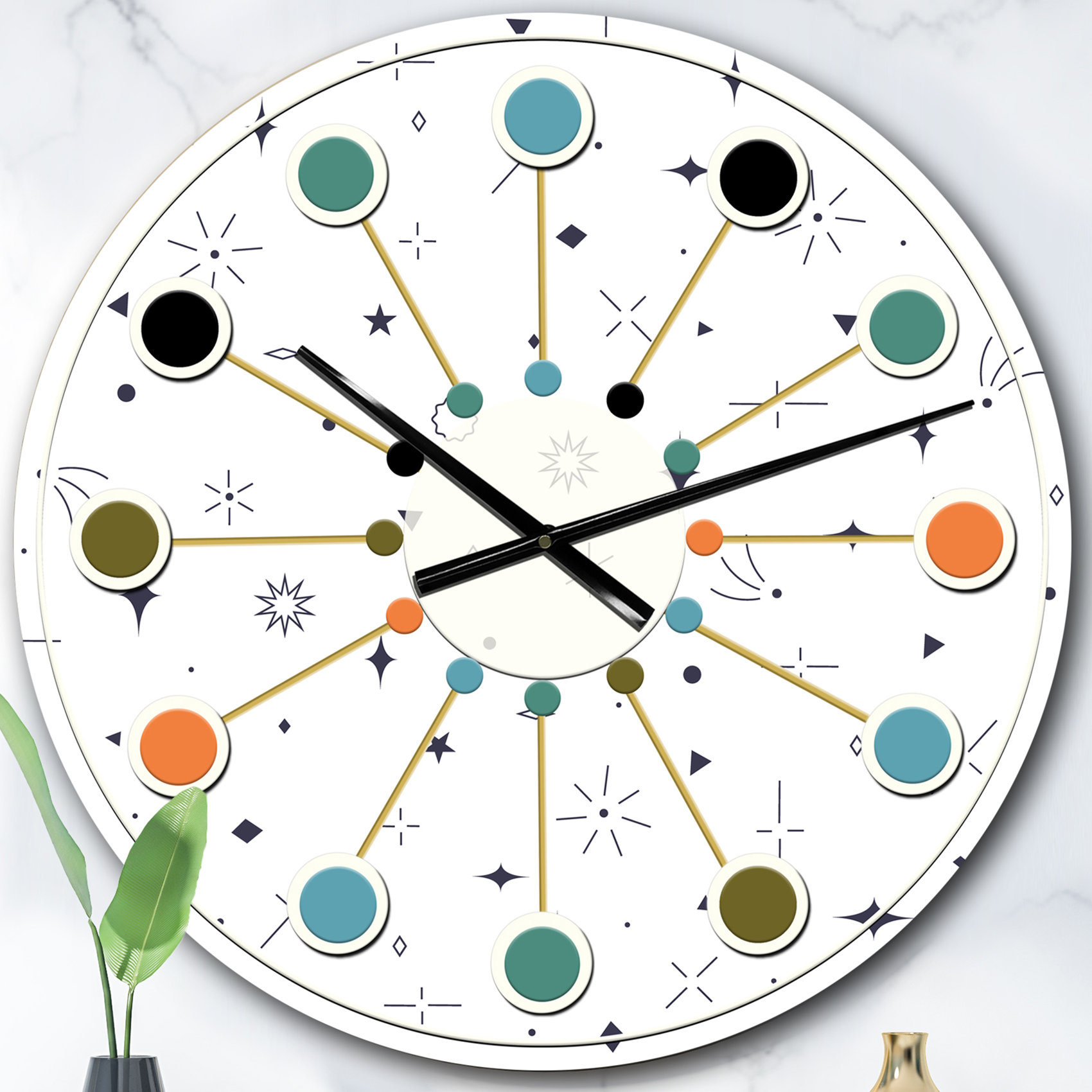 East Urban Home Golden Geometrical Diamond Pattern III - Mid-Century ...