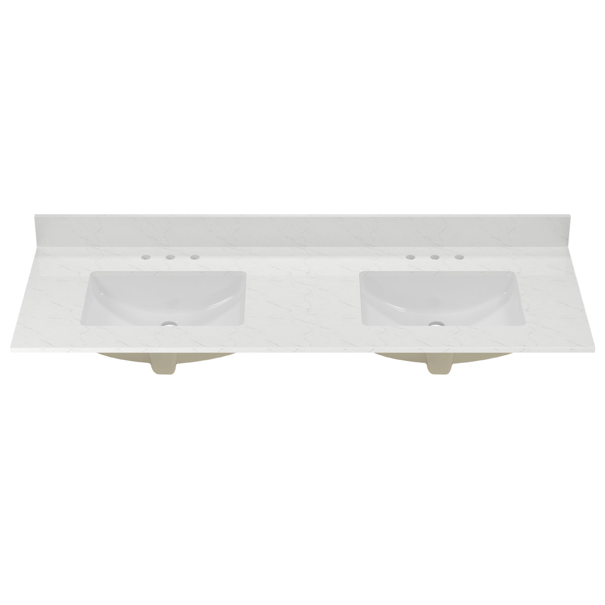 DeerValley 61" X 22" Engineered Stone Double Bathroom Vanity Top with ...