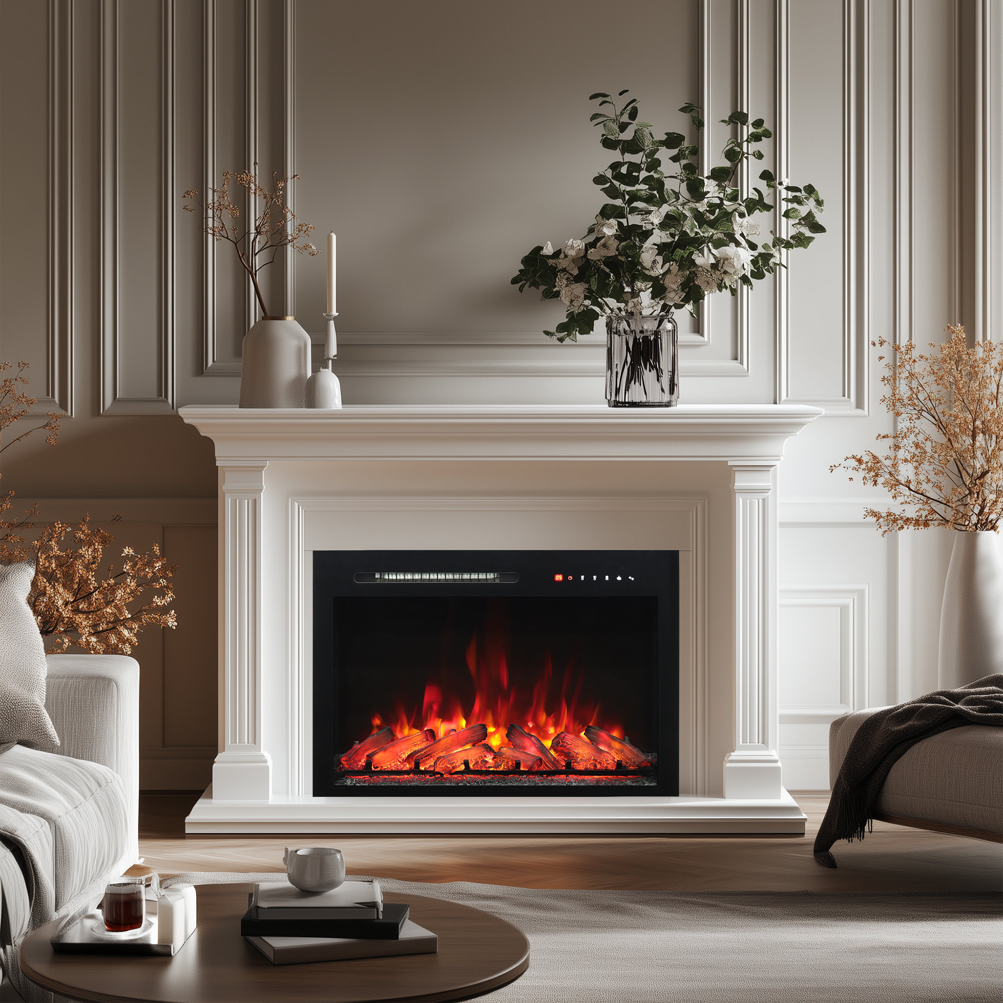 Symple Stuff Electric Fireplace Inserts with Remote Control, Realistic ...