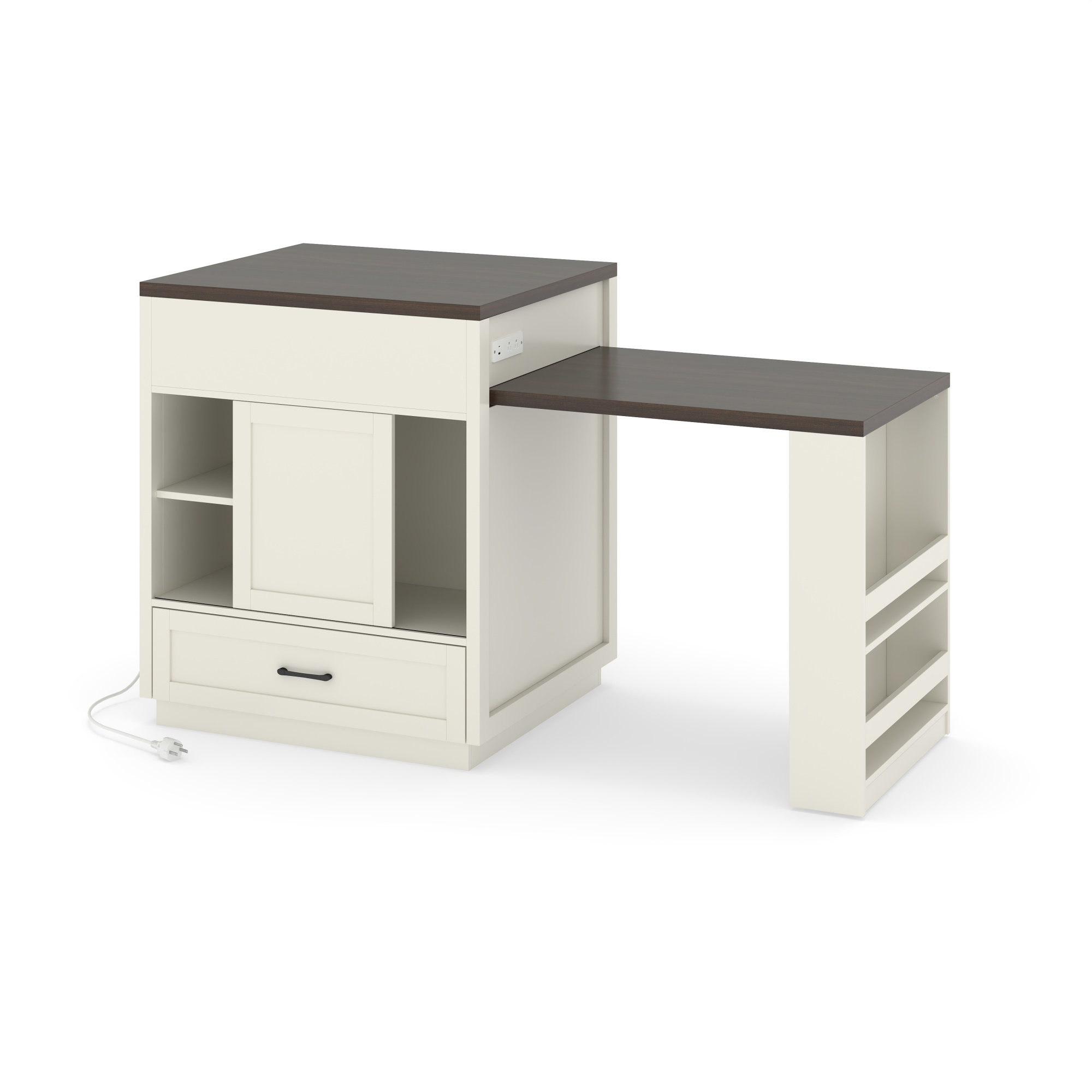 Latitude Run® Expandable Dining & Prep Station Mdf Glass Modern Kitchen ...