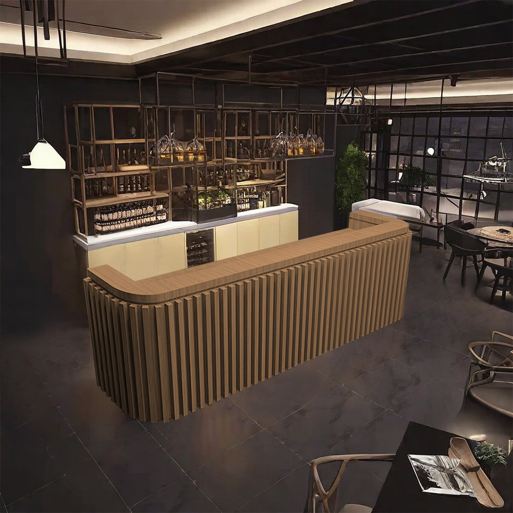 KPXU Bar Counter 70.87-Inch Rustic Front Desk and Bar Counter with ...