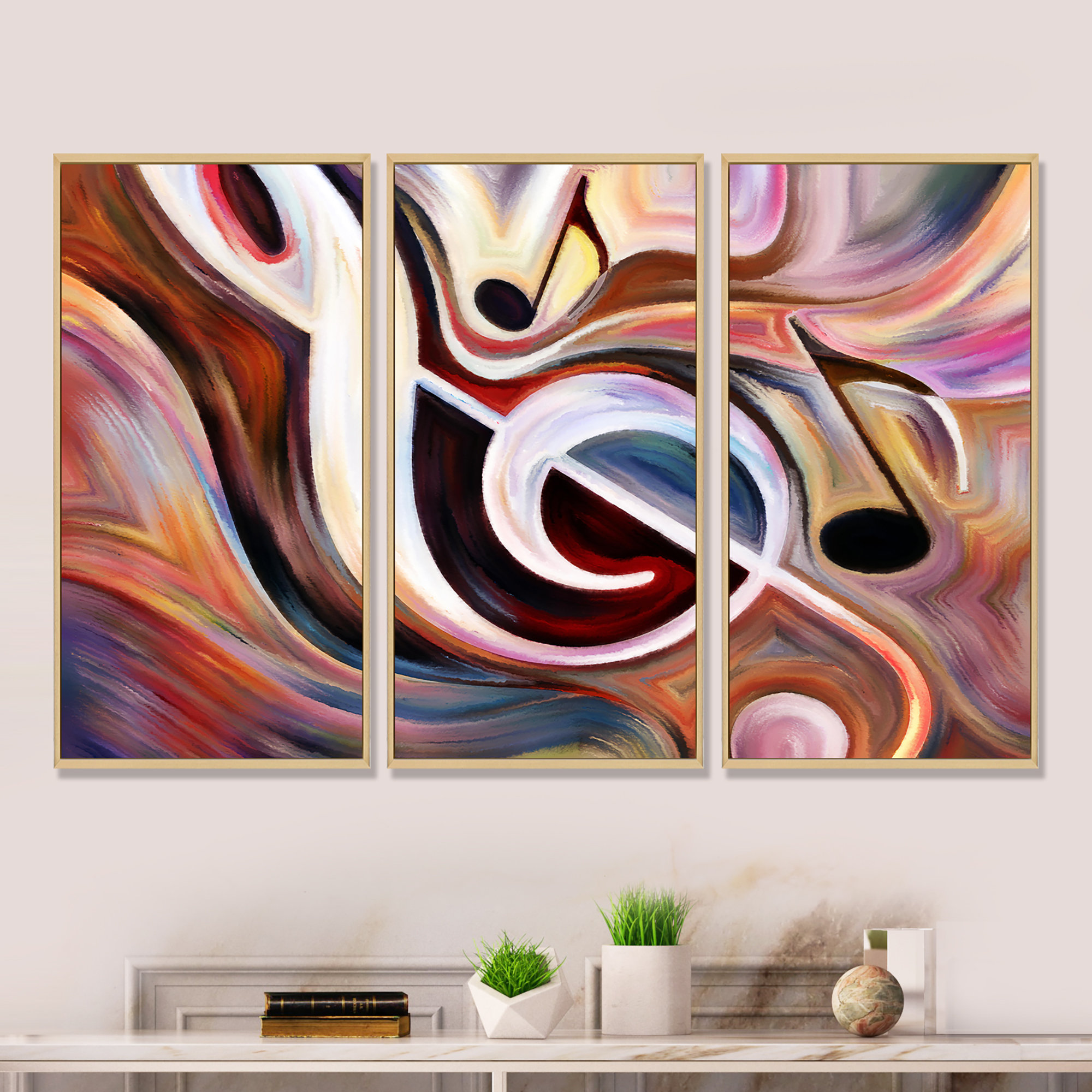 Orren Ellis «Treble Clef», ensemble de 3 impressions sur toile ...