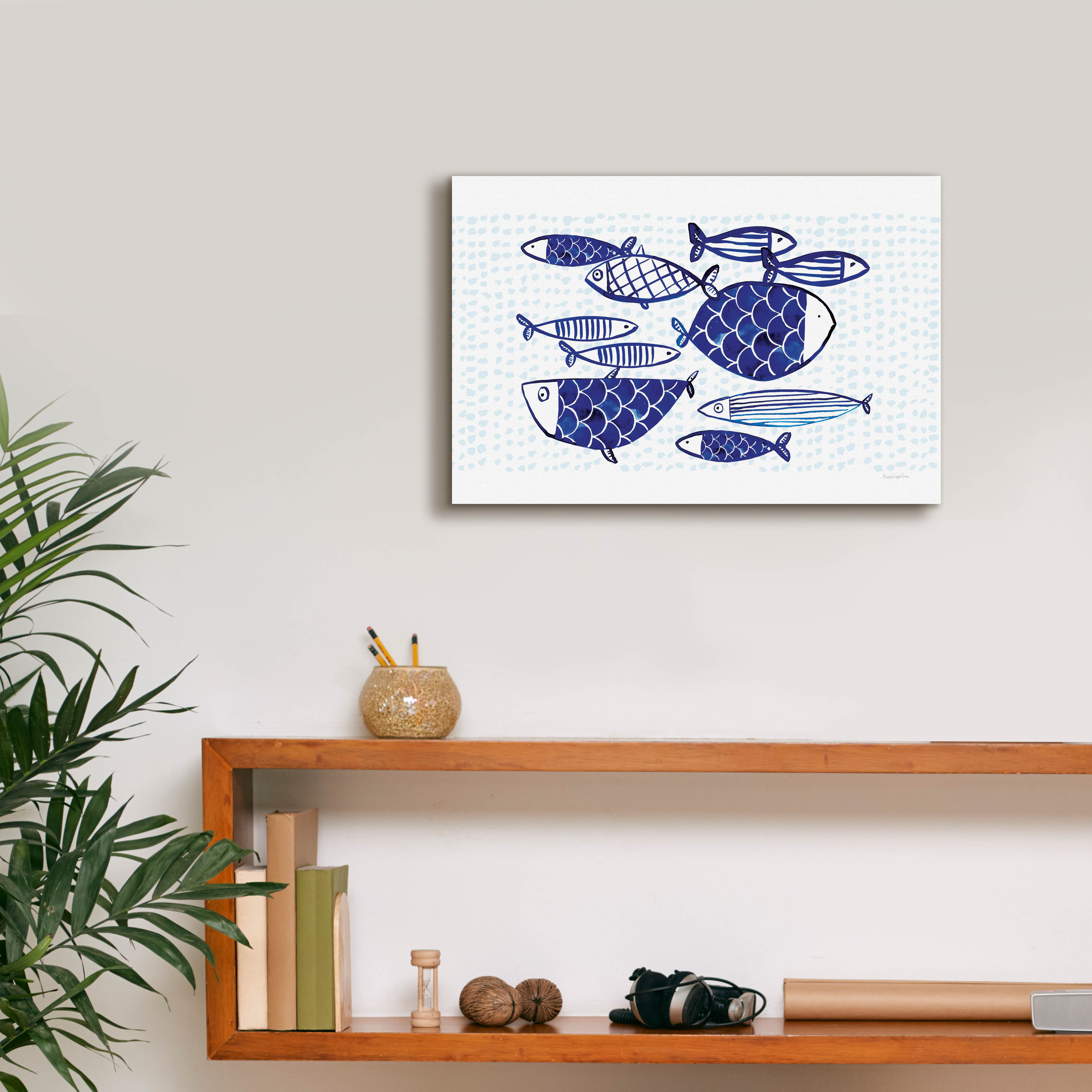 Highland Dunes 'Blue Fish 4' by Mercedes Lopez Charro Canvas Wall Art ...