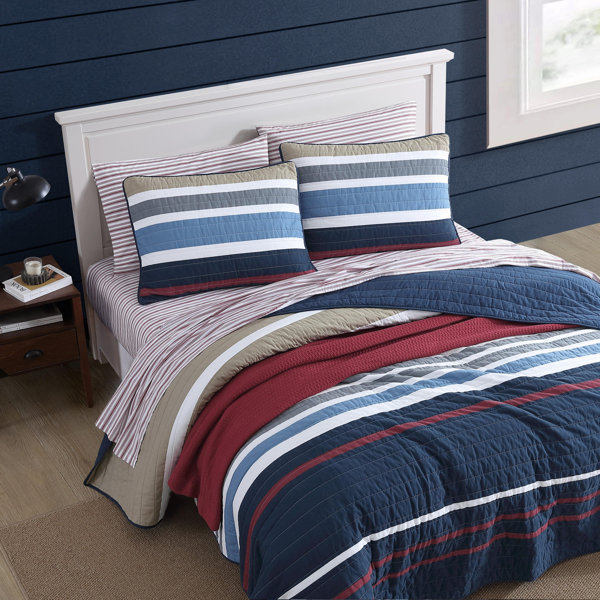 Nautica Bradford Cotton Reversible Navy Quilt Set & Reviews | Wayfair