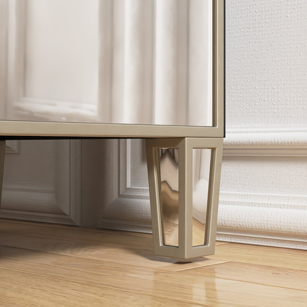 House of Hampton® Mirrored 4-Drawer Chest with Golden Lines Storage ...