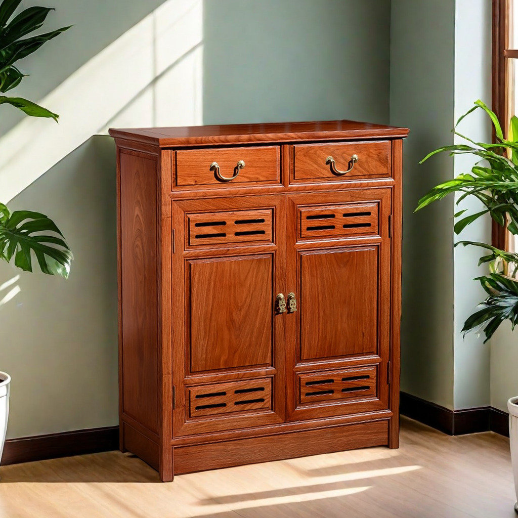 DICIXA Chinese Mahogany Shoe Cabinet 12 Pair Solid Wood Shoe Storage ...