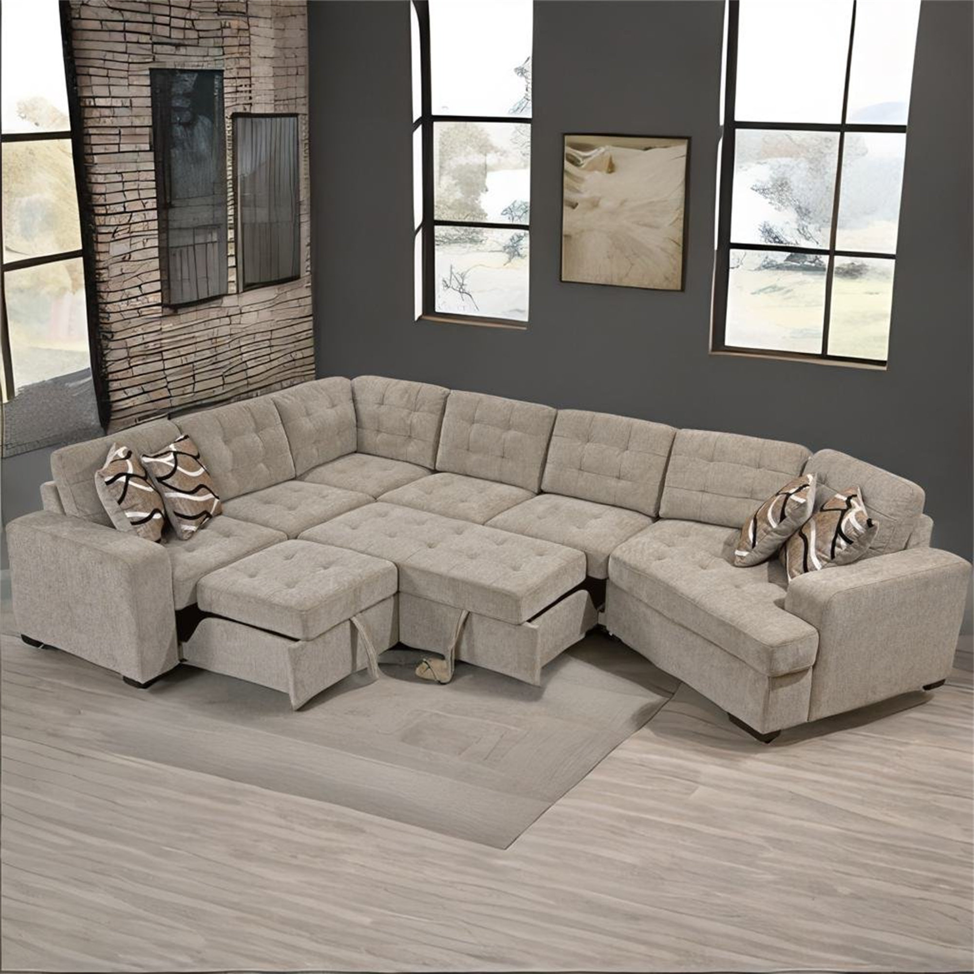 Latitude Run® Oversized Sectional, Modern Large Upholstered U-shape ...