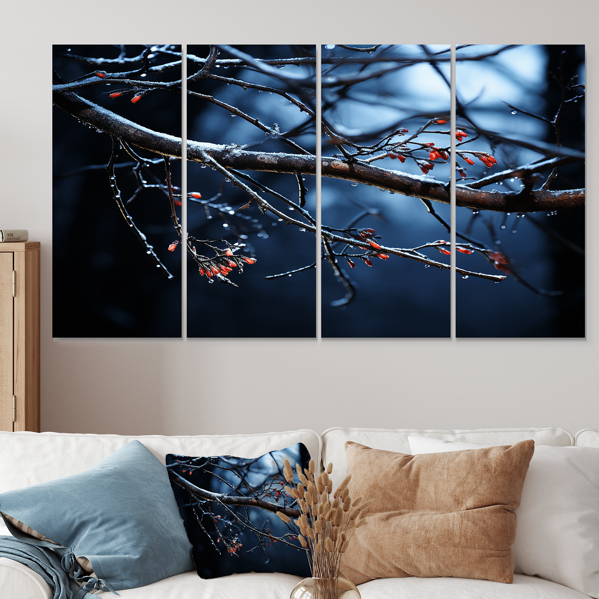 Latitude Run® Moonlit Canopy Winter Tree III - Winter Landscape 4 Piece ...