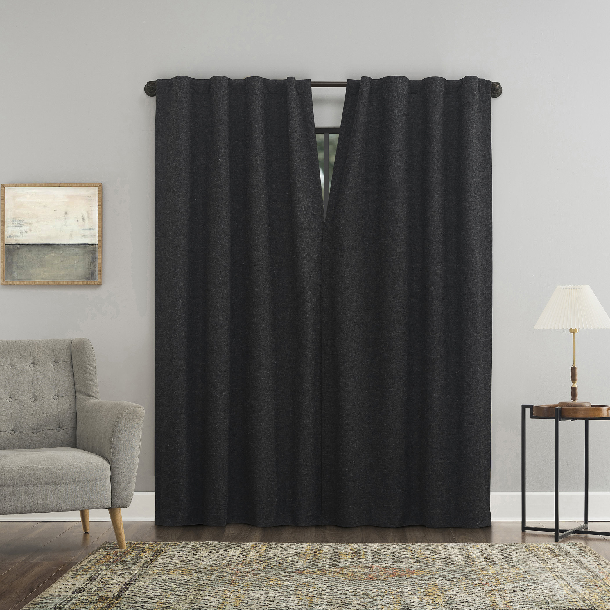 Sun Zero Treviso Linen Blend Magnetic Closure 100% Blackout Back Tab ...