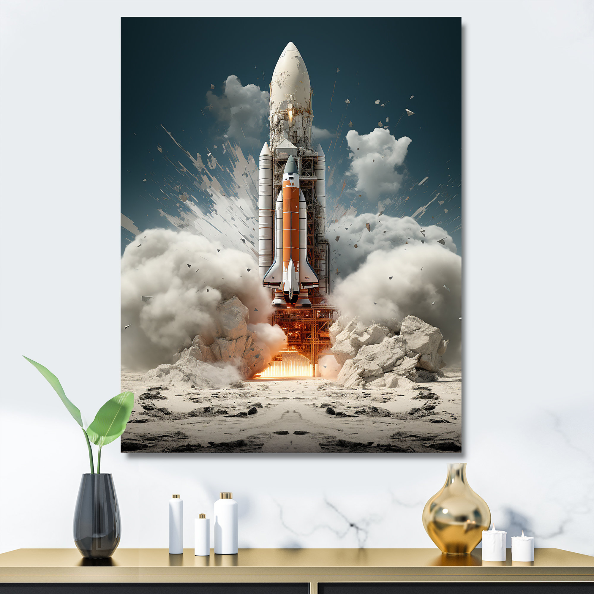 17 Stories Modern Space Shuttle Launch III - Rocketship Wall Art Prints ...