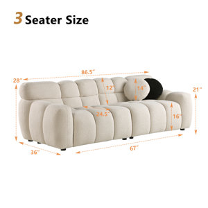 Latitude Run® 87.4In Teddy Fabric Tufted Upholstered Sofa | Wayfair