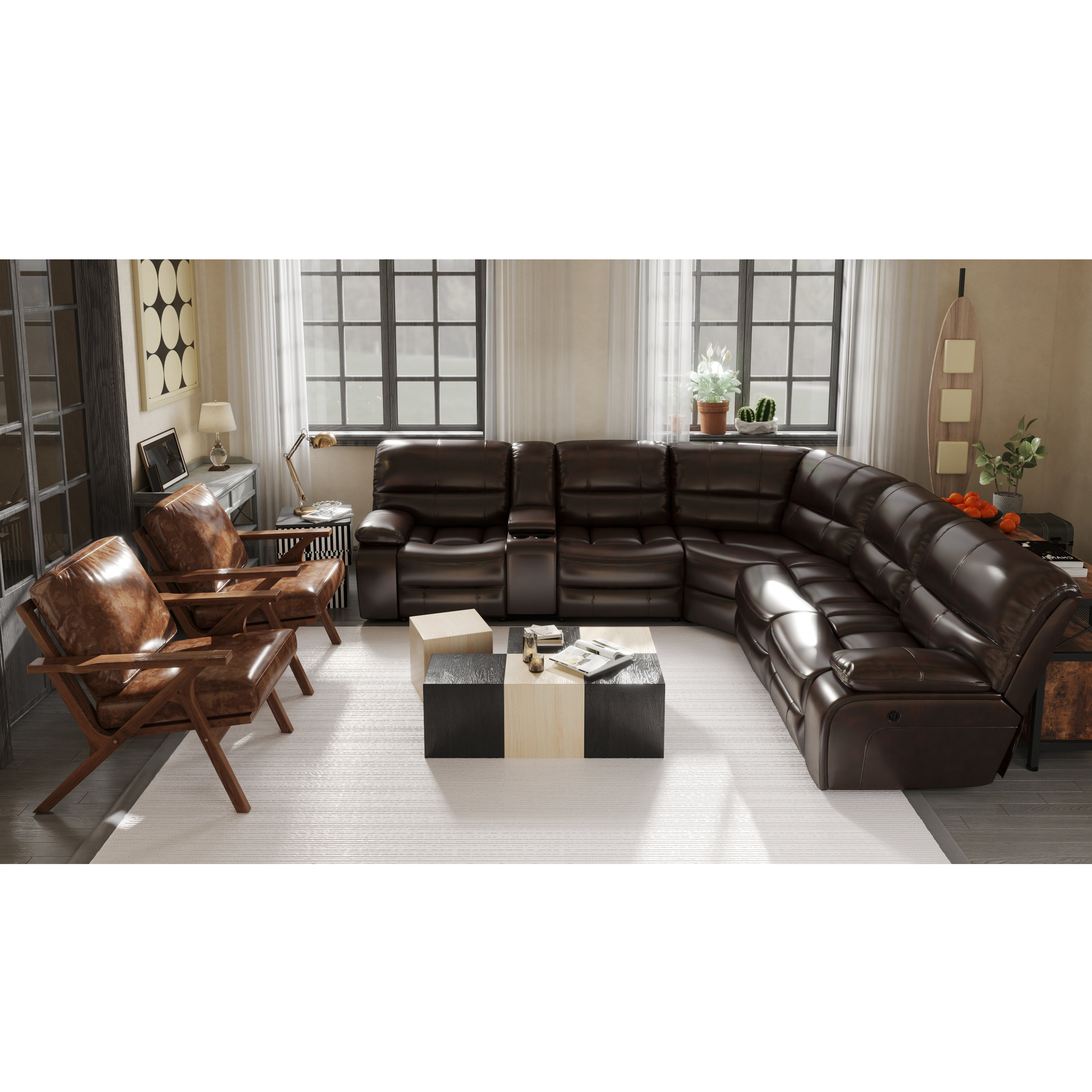 Latitude Run® 8-Piece Modern Fancy Faux Leather Power And Manual ...