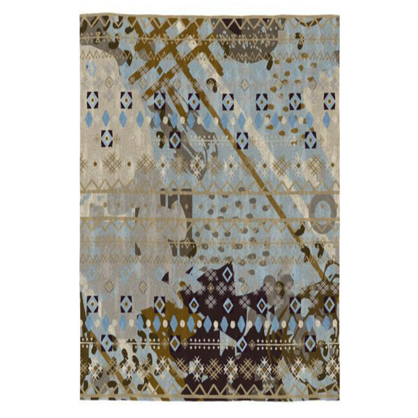 Gracie Oaks Cordell Abstract Machine Woven Beige/Brown Area Rug ...