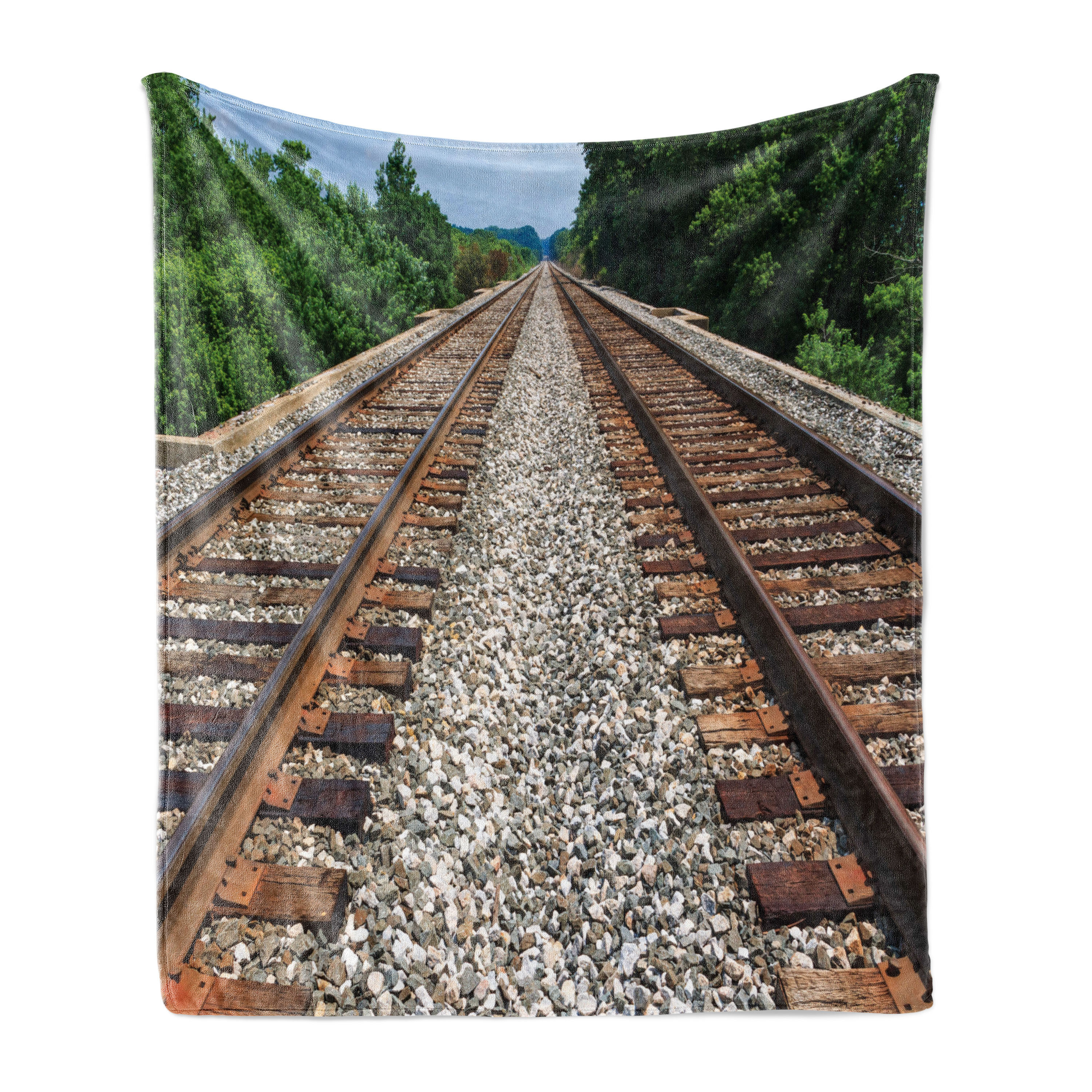 Ambesonne Train Track Fleece Throw Blanket Parallel Railroad Photo ...