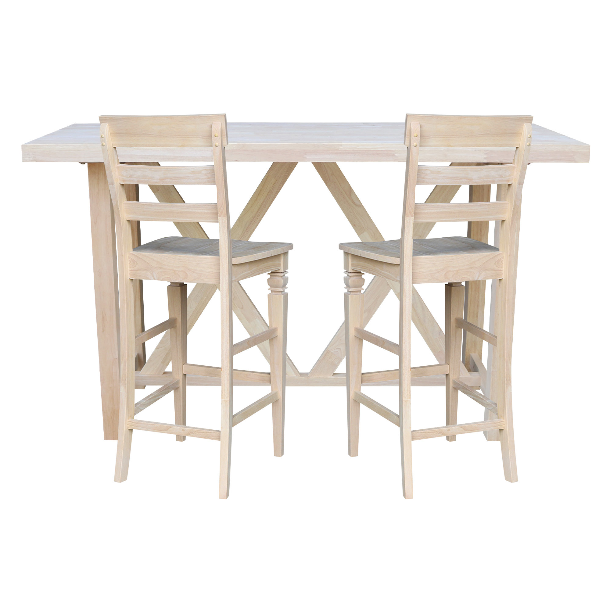 Gracie Oaks Edwidge 2 - Person Bar Height Solid Wood Dining Set | Wayfair