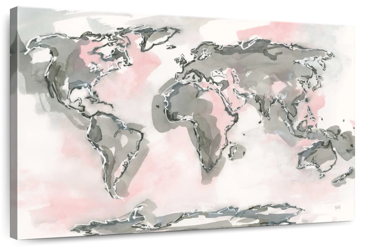 Breakwater Bay Aliaz World Map Blush | Wayfair