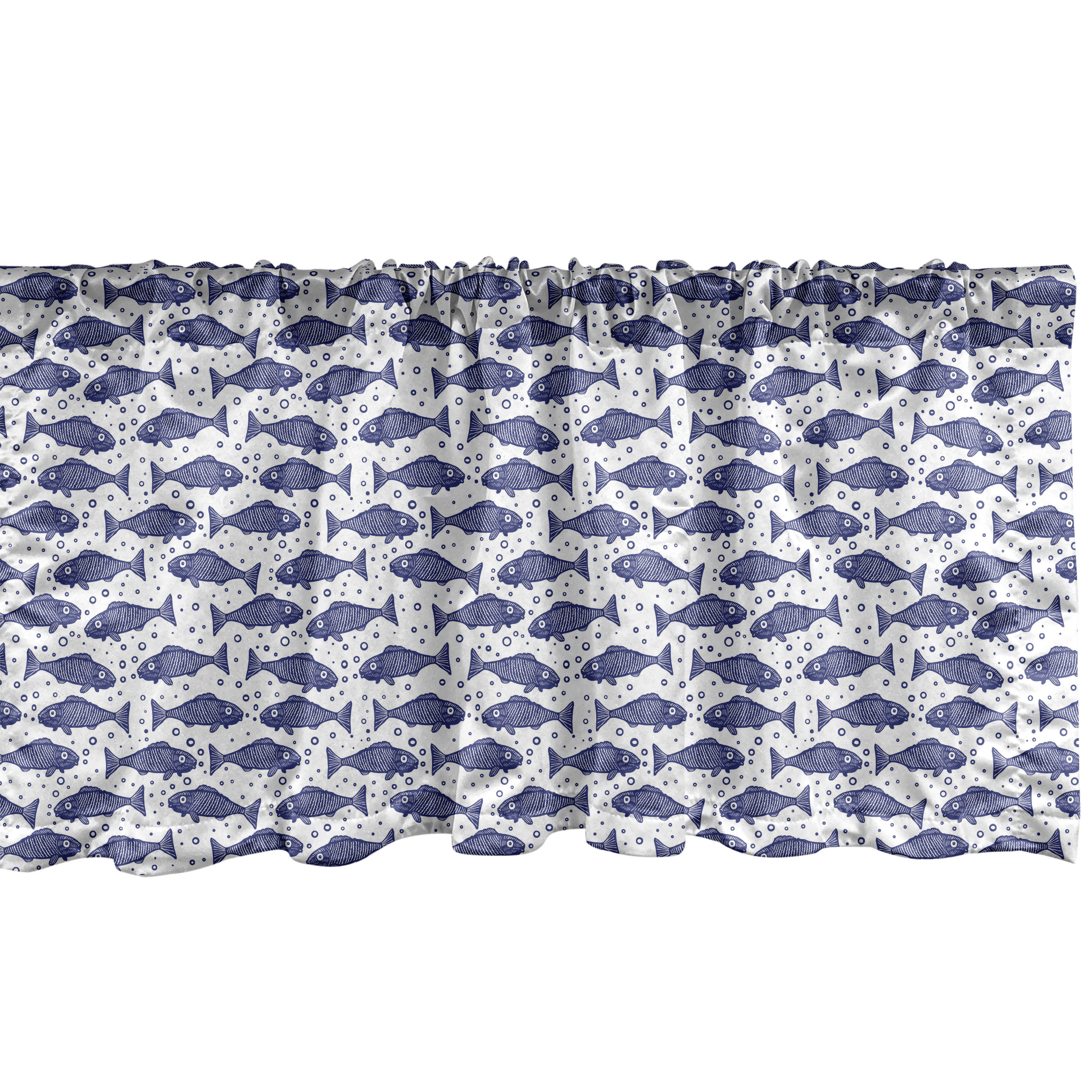 Ambesonne Nautical Valance Pack of 2 Hand Drawn Fish Bubbles Violet ...