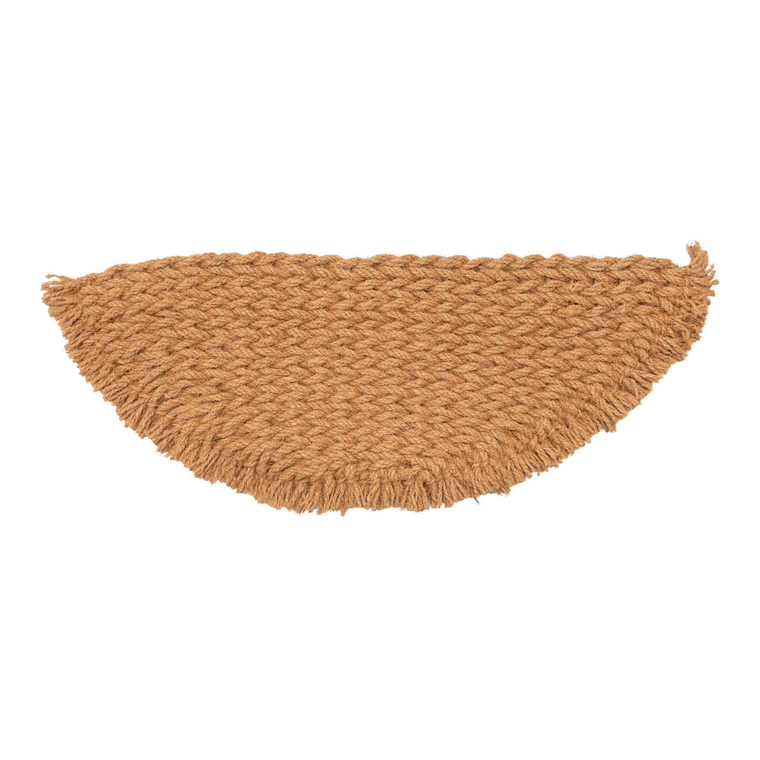 Arlmont & Co. Woven Natural Coir Half Round Doormat With Fringe ...