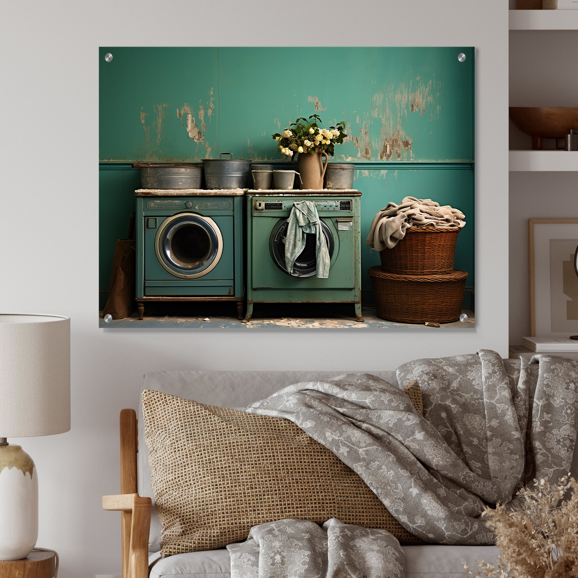 Latitude Run® Turquoise Vintage Laundry Room II - Laundry Acrylic Wall ...
