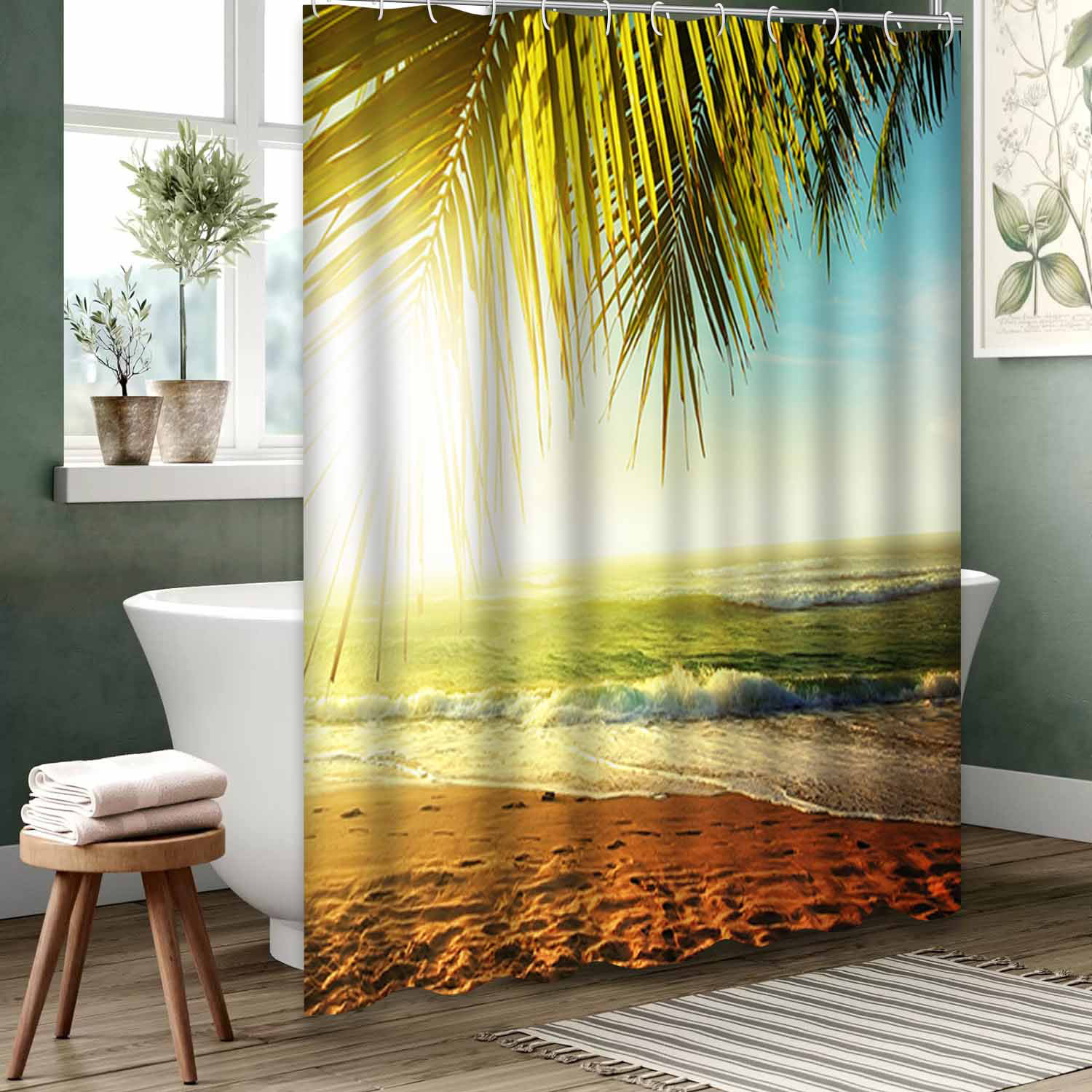 East Urban Home Tropic Horizon Waterproof Shower Curtain - Ocean Sky ...