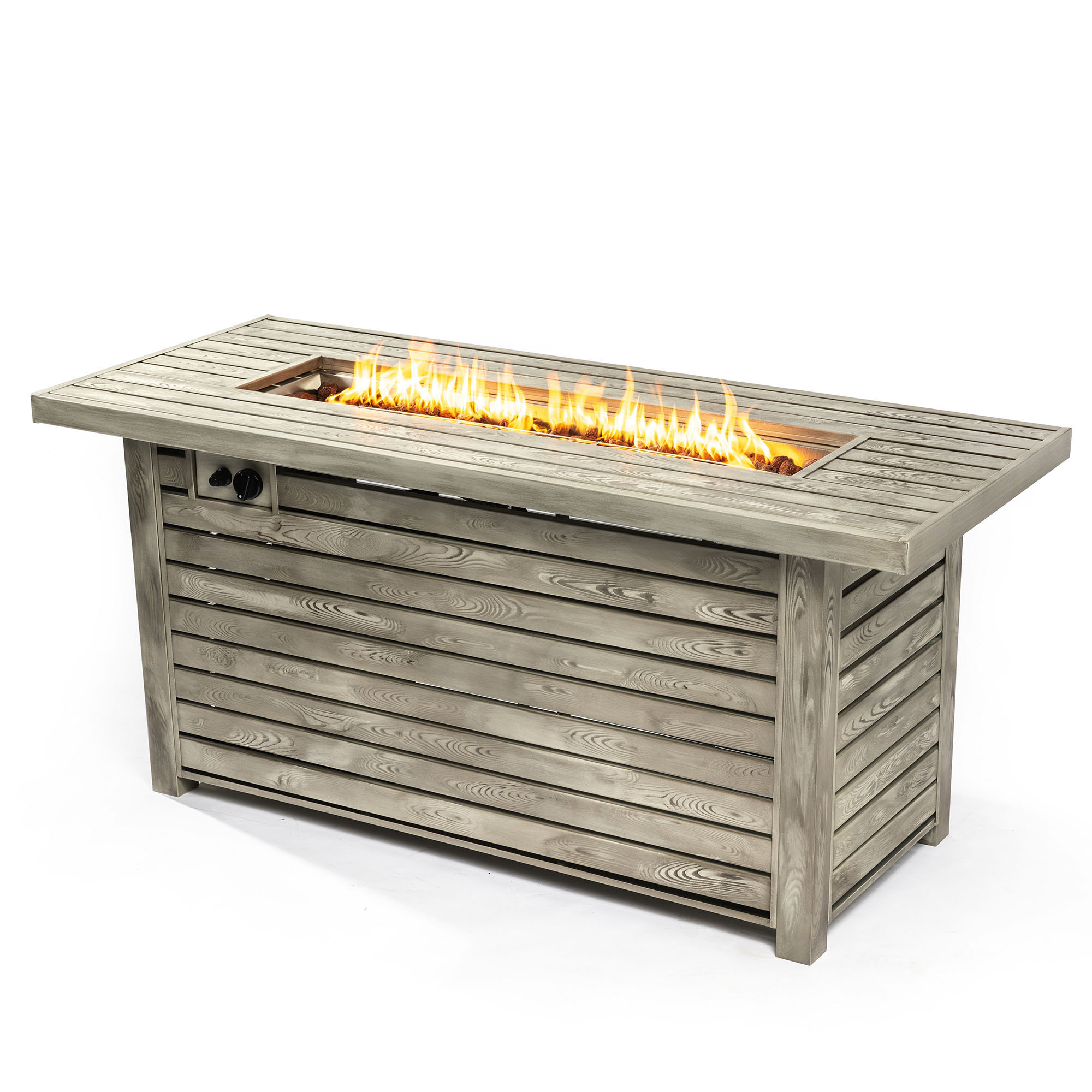Latitude Run® 54inch Outdoor Fire Table Steel Fire Pit Table with Wood ...