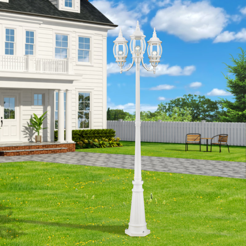 Darby Home Co Allayna Textured White 3 -Light 84" H Hardwired Lamp Post ...