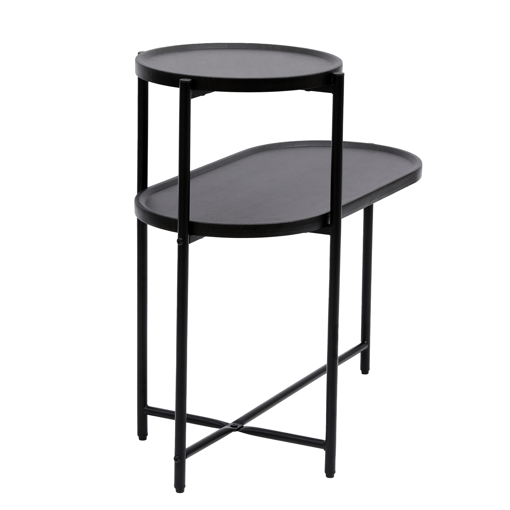 Ebern Designs Modern Black End Table With Storage Shelf For Home Decor ...